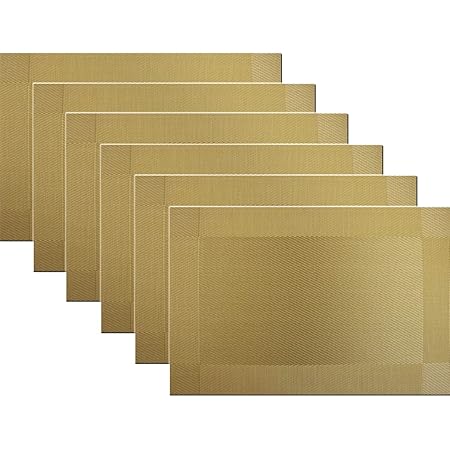 Amazon.com: Gugrida Luxury Gold Placemats Set of 6 Crossweave Woven ...