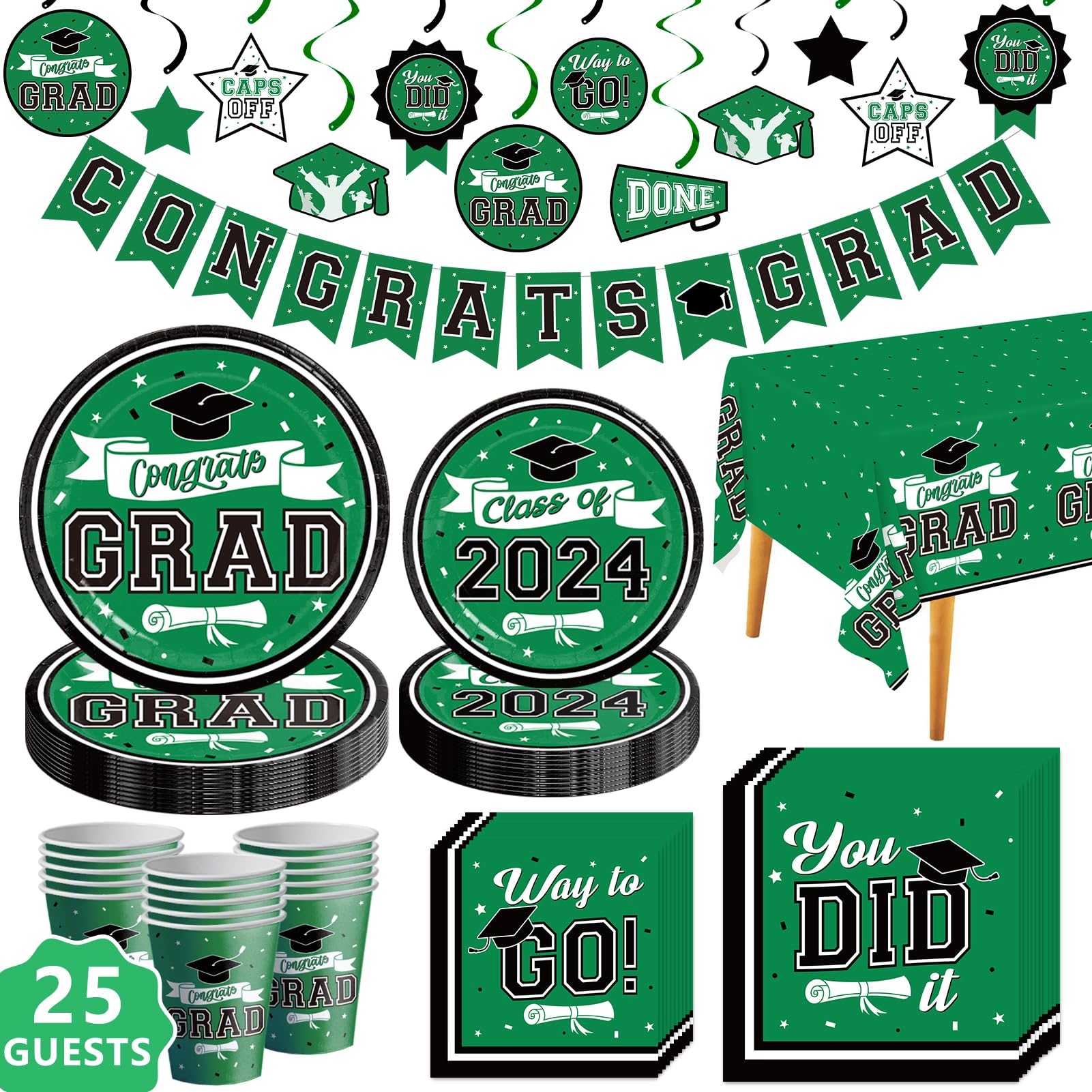 Snapklik.com : DAZONGE Green Graduation Decorations, Class Of 2024 ...