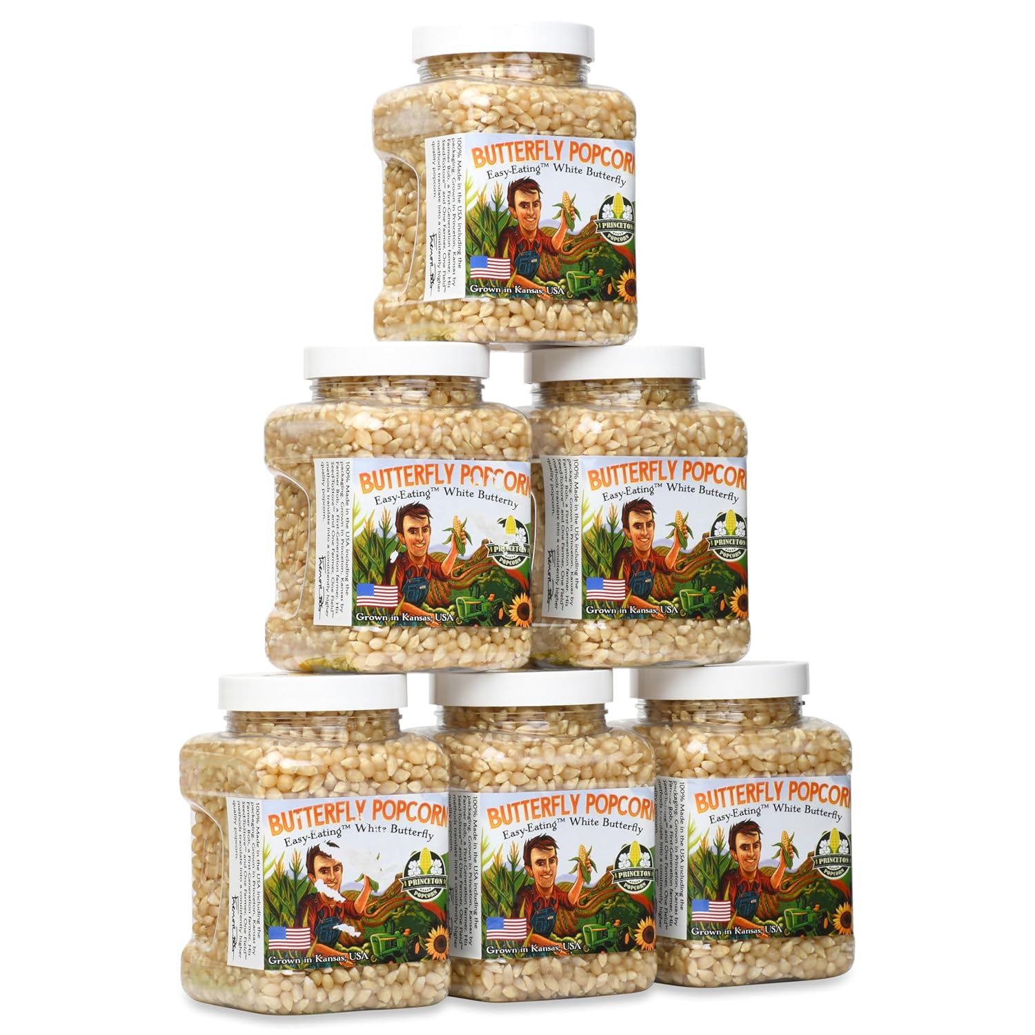 Amazon.com: Princeton Popcorn White Butterfly Hulless Popcorn Kernels ...