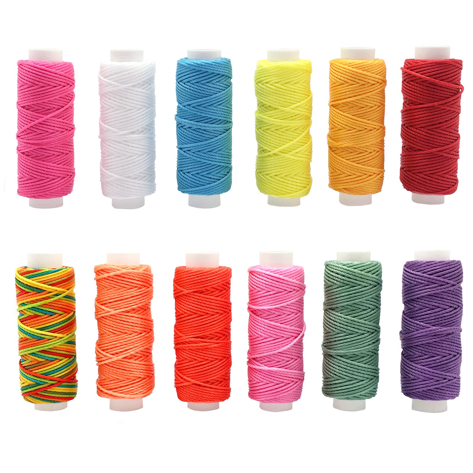 YEQIN Wax Thread 12 Colors Waxed Cords Polyester Leather Sewing Thread ...