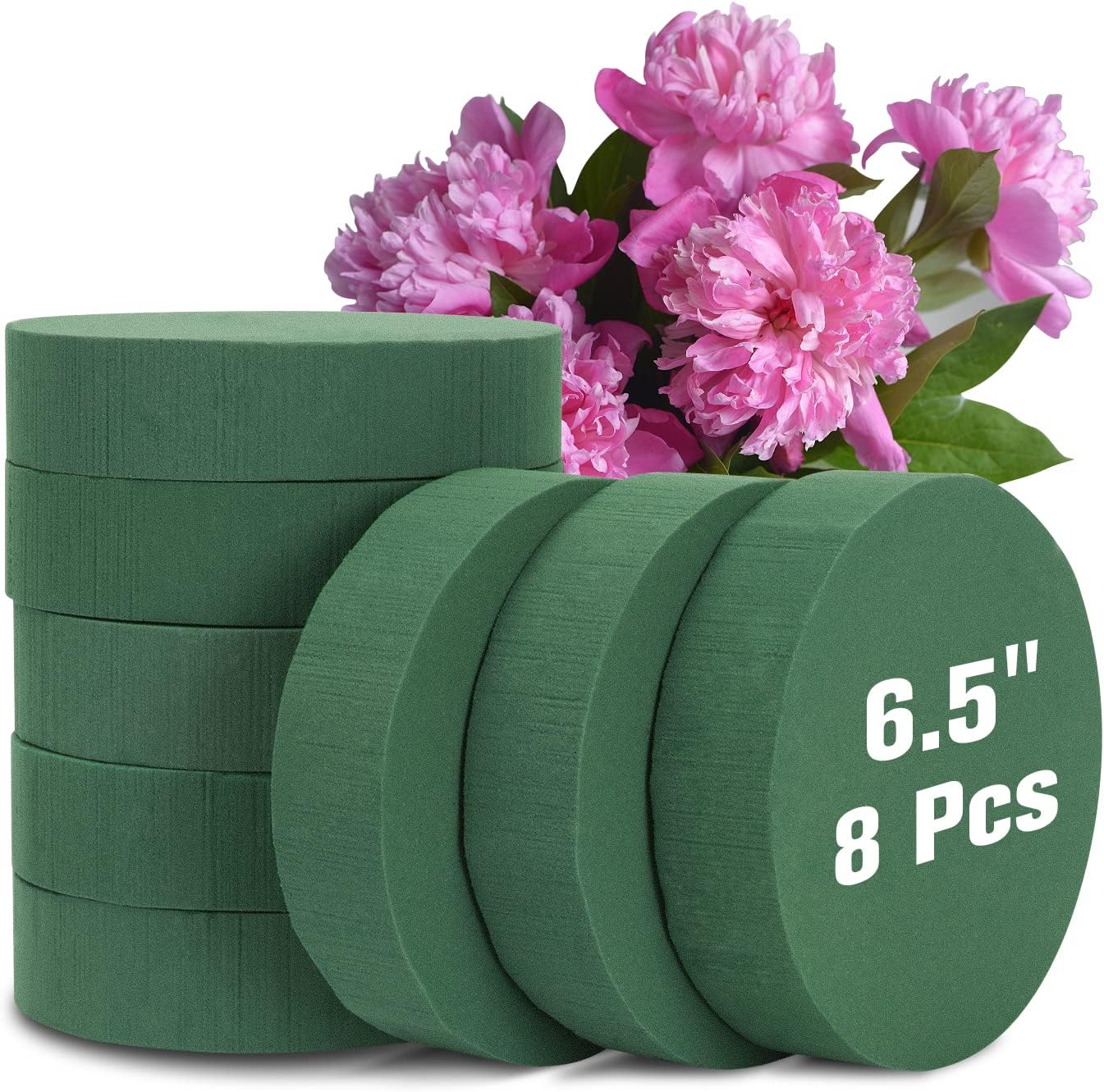 BEWAVE 8 Pcs Floral Foam Blocks Round Wet & Dry Foam Bricks Green ...