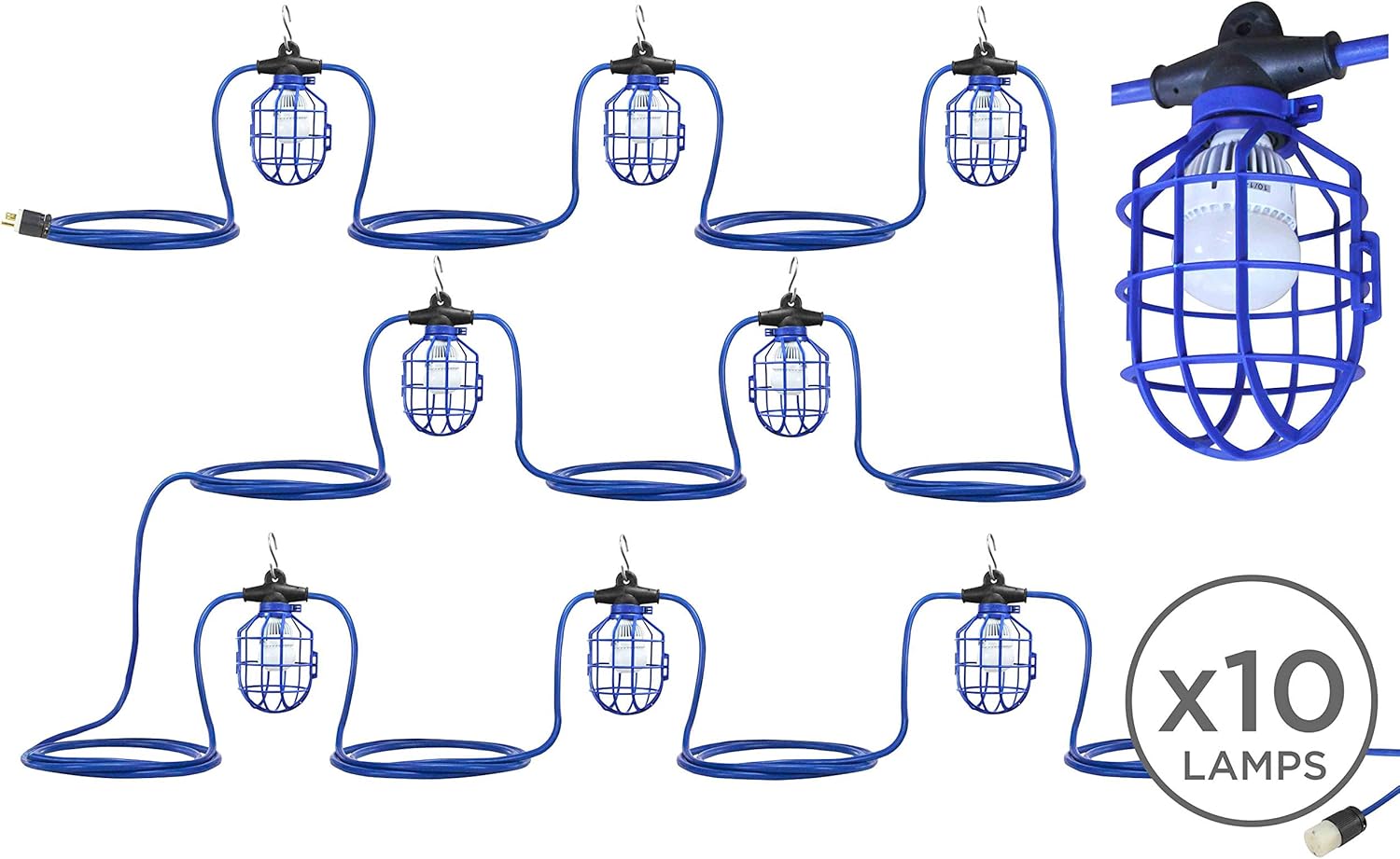 Amazon.com: 100ft Temporary Construction String Light - Ten LED Work ...