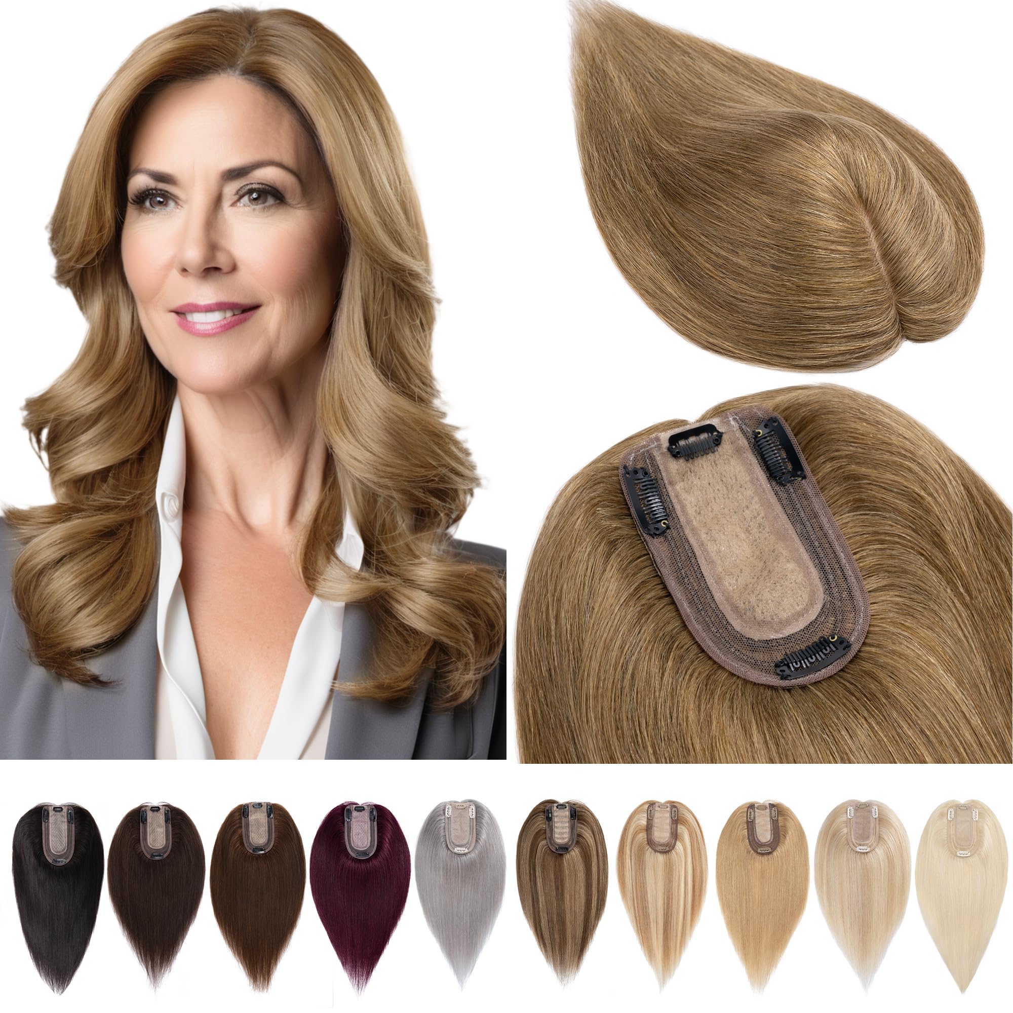 Amazon.com : SEGOHAIR Hair Toppers for Women Real Human Hair No Bangs 7 ...