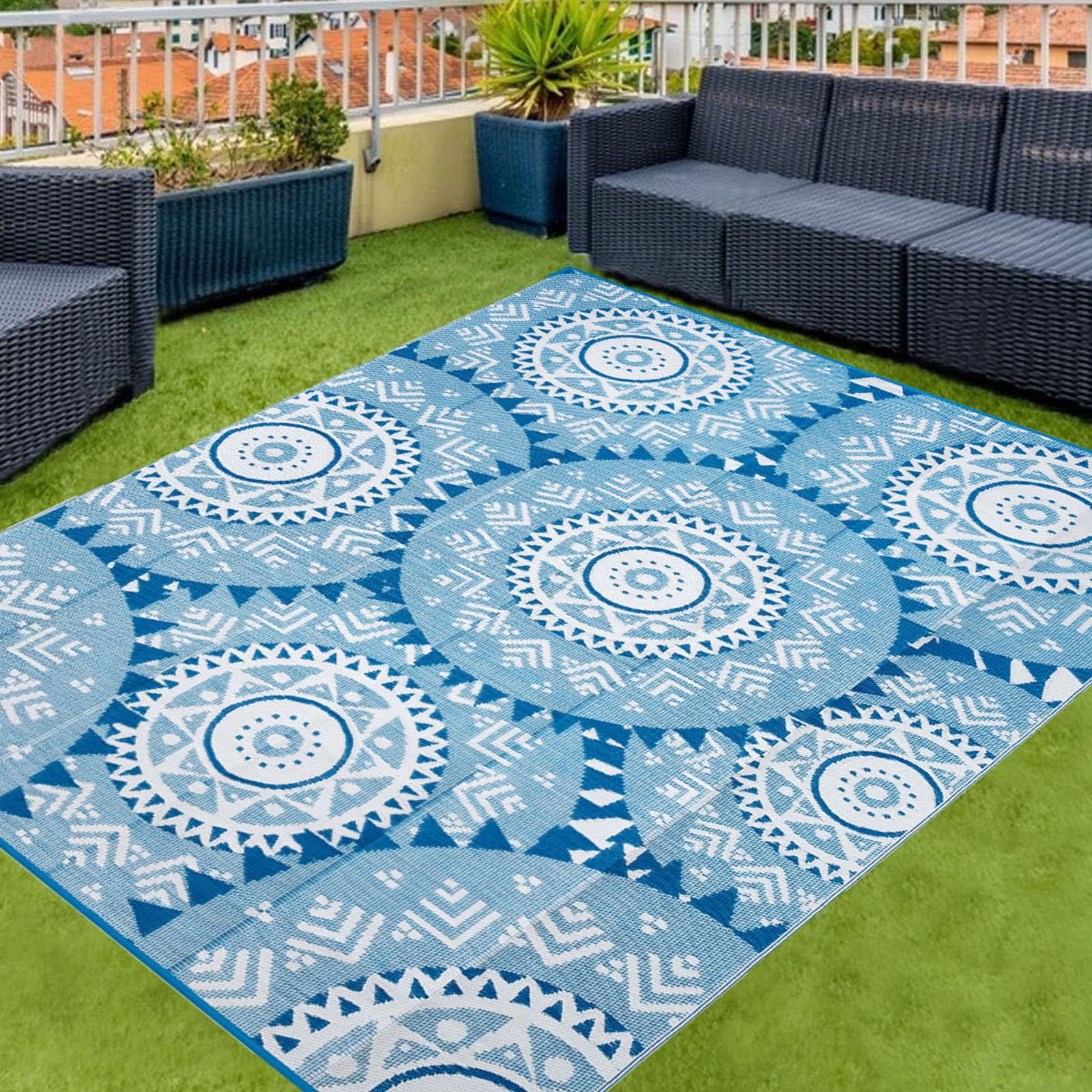 Amazon.com: ALFOLO Outdoor Rug 8x10 Patio Waterproof Outdoor Plastic ...