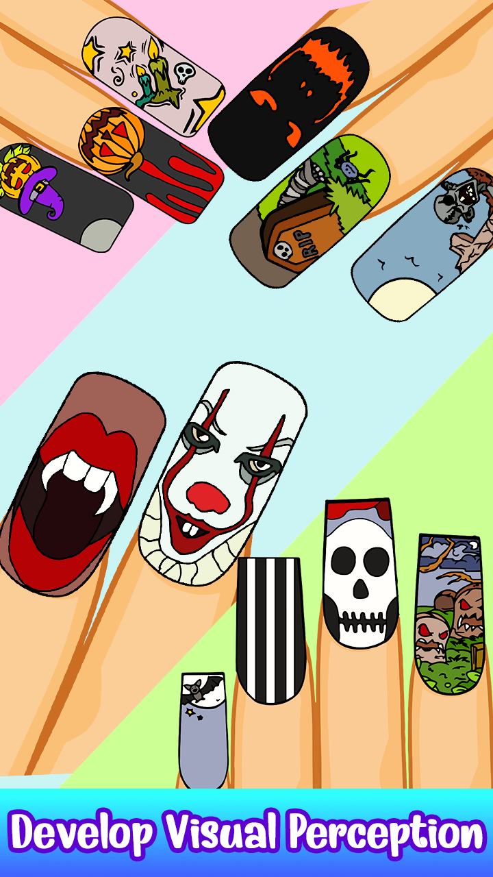 Halloween Nails Color by Number - Girls Paint + Glitter + Crayon + Oil ...