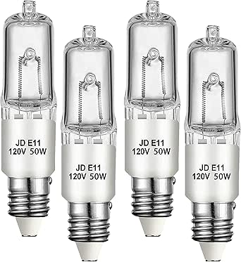 Jaenmsa 4 Pack JDE11 Bulb,120V 50W Halogen Mini Candelabra Bulbs,T4 JD ...