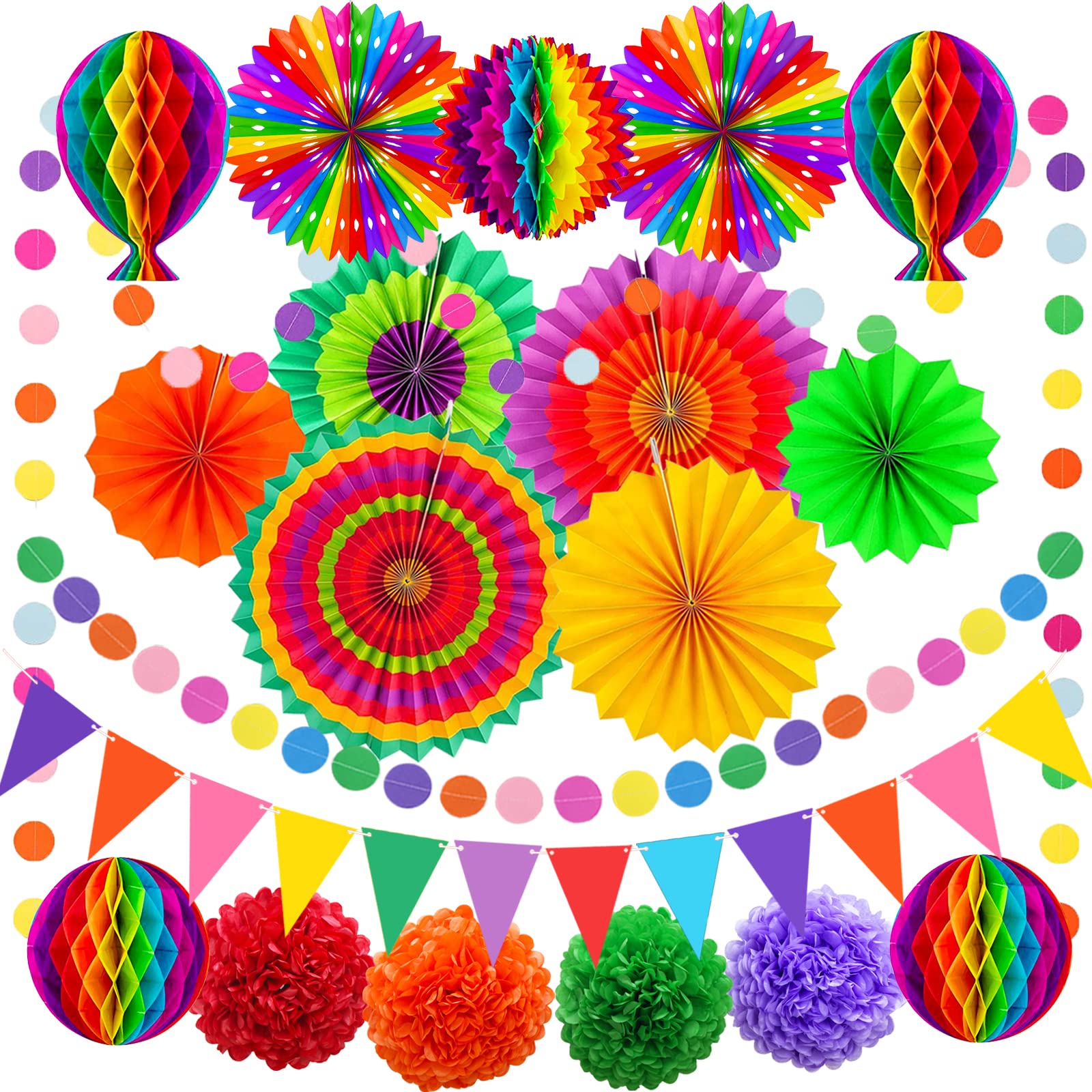 Amazon.com: Rainbow Party Decorations, Graduation Season Hanging Paper ...