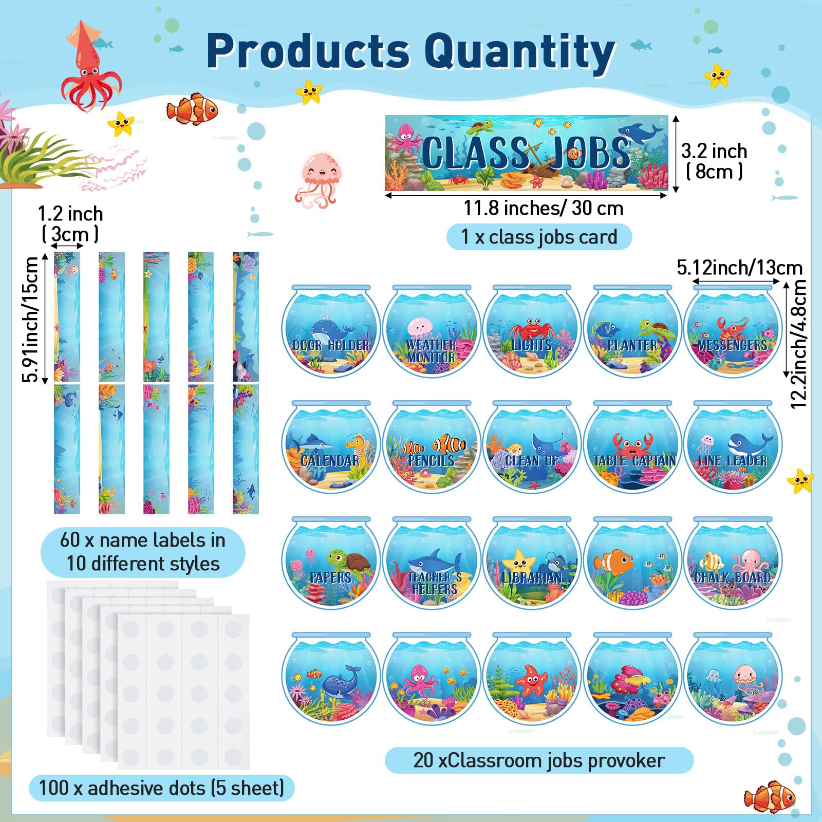 Snapklik.com : Pasimy 81 Pcs Sea Animals Class Jobs Chart Summer Ocean ...