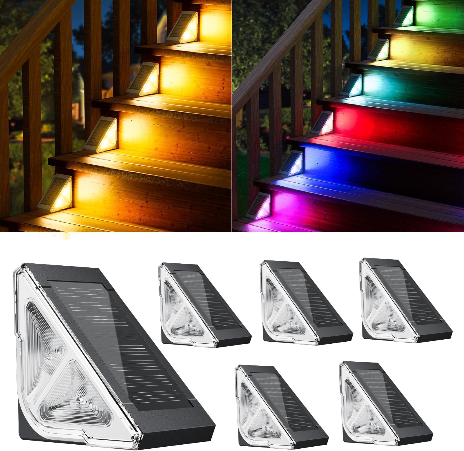 Solar Step Lights for Outside, 6 Pack Stair Lights Outdoor Waterproof ...
