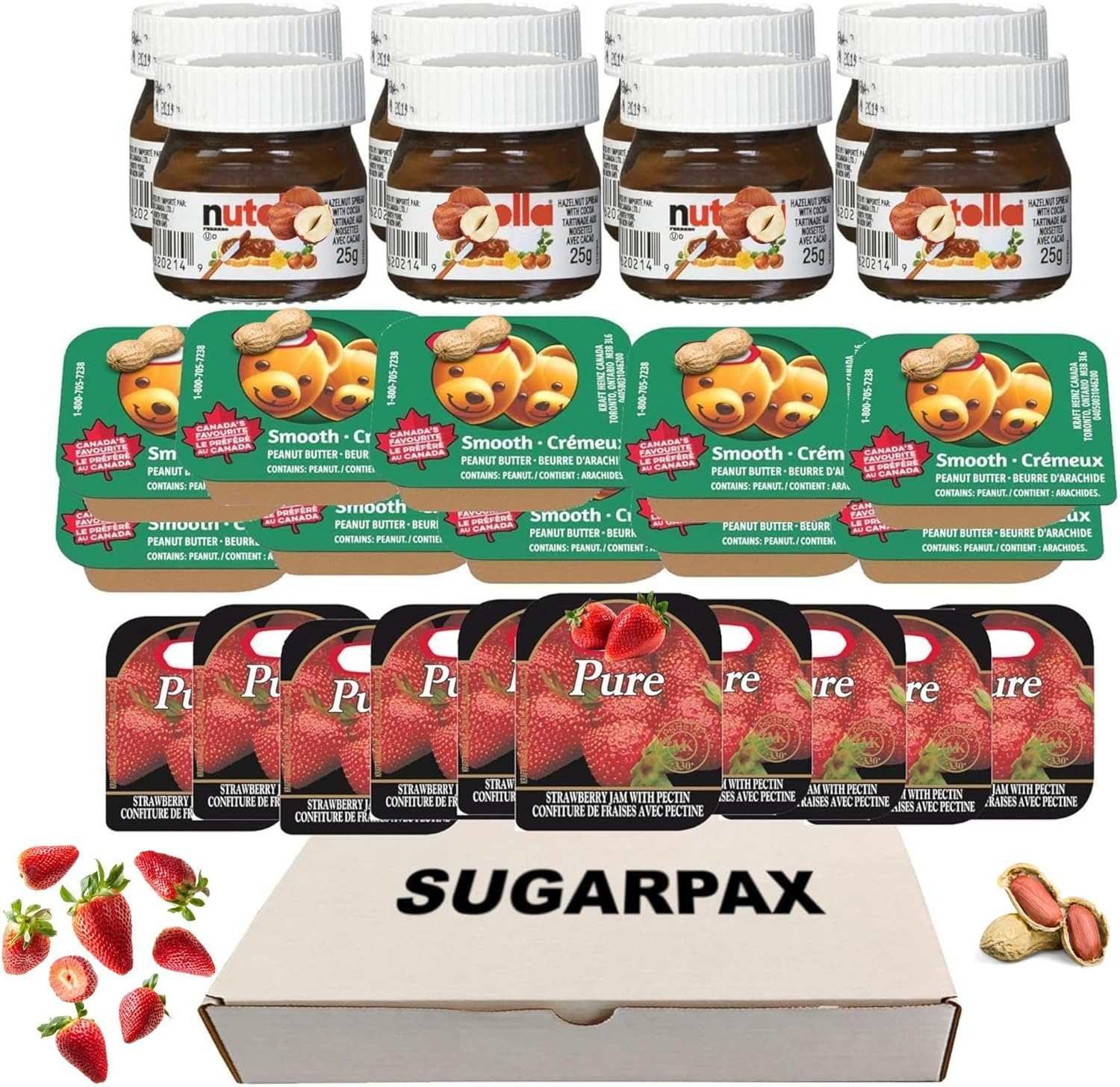 Peanut Butter Jams (10) Spread Bundle with Strawberry (10) and ...