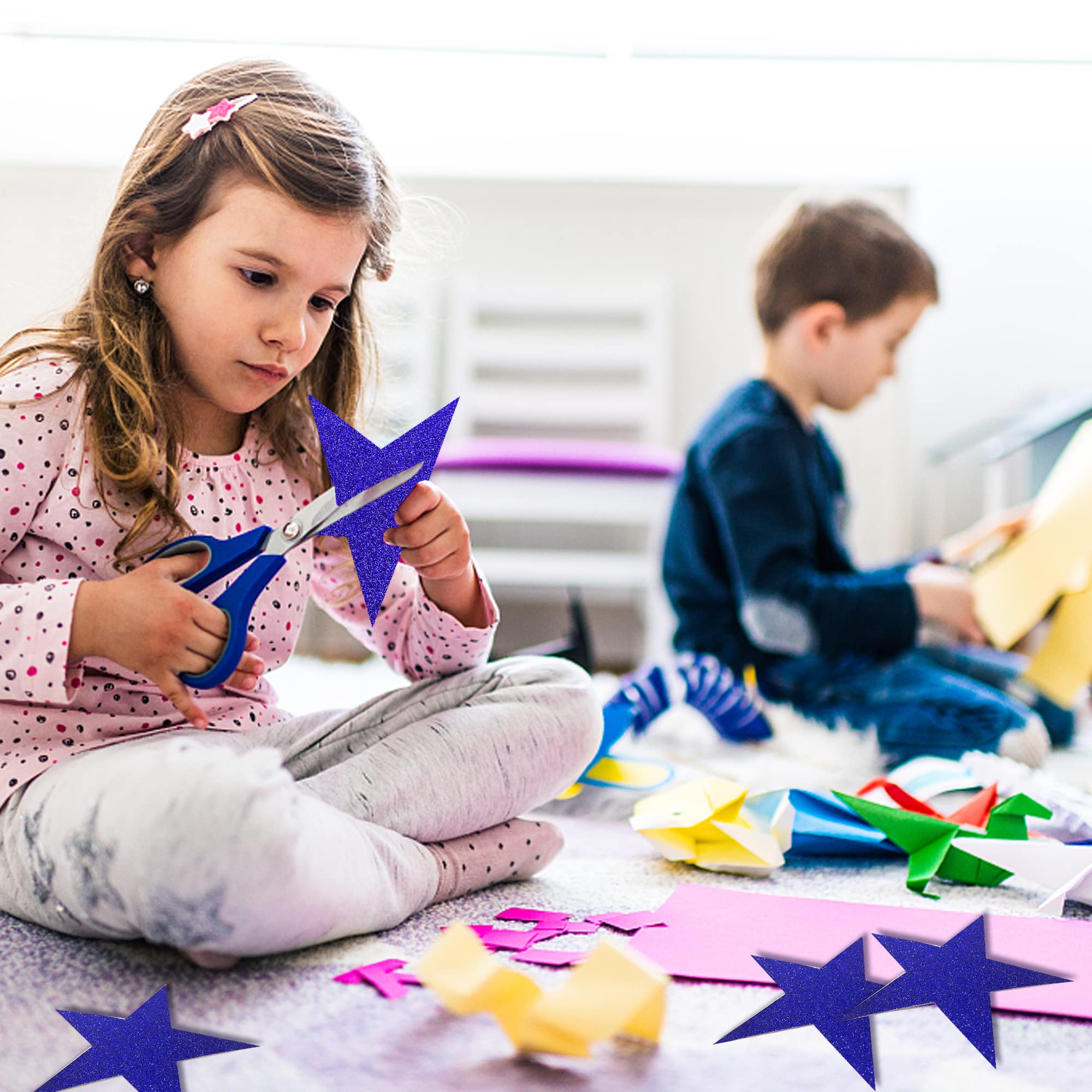 Snapklik.com : 100 PCS Glitter Blue Five Star Cutouts Paper Stars ...