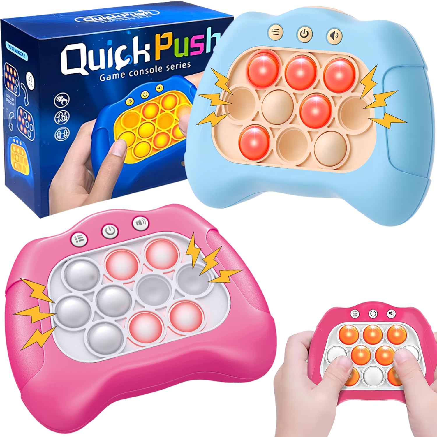 Amazon.com: 2 Pc New Speed Push Handheld Game Machine-Fidget Console,Quick Push Light Up Pop ...