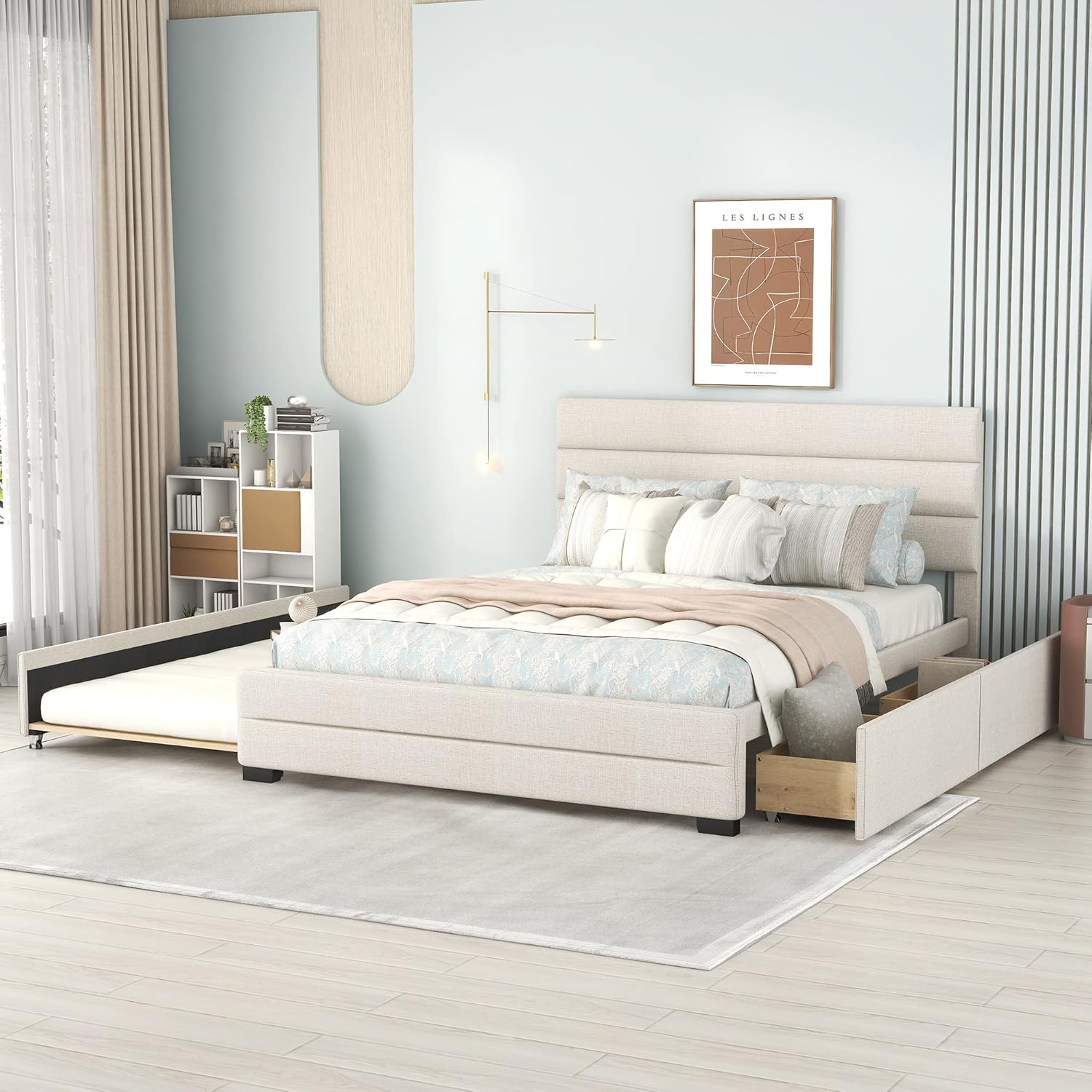 Amazon.com: Harper & Bright Designs Queen Upholstered Platform Bed with ...