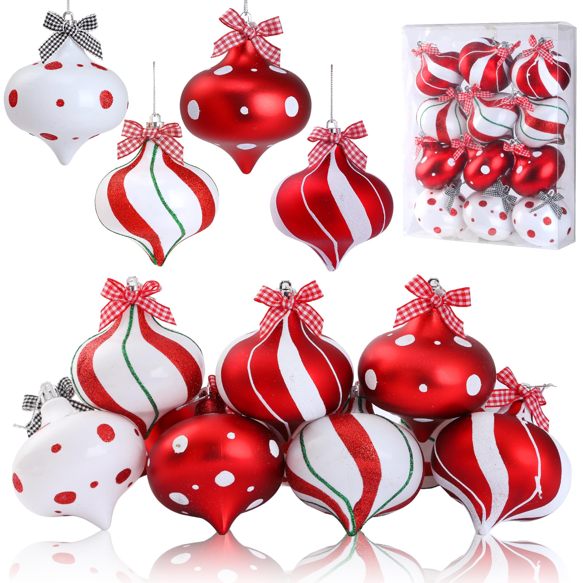 Amazon.com: Sggvecsy 12 Pcs Peppermint Candy Ornaments Candy Cane Balls ...