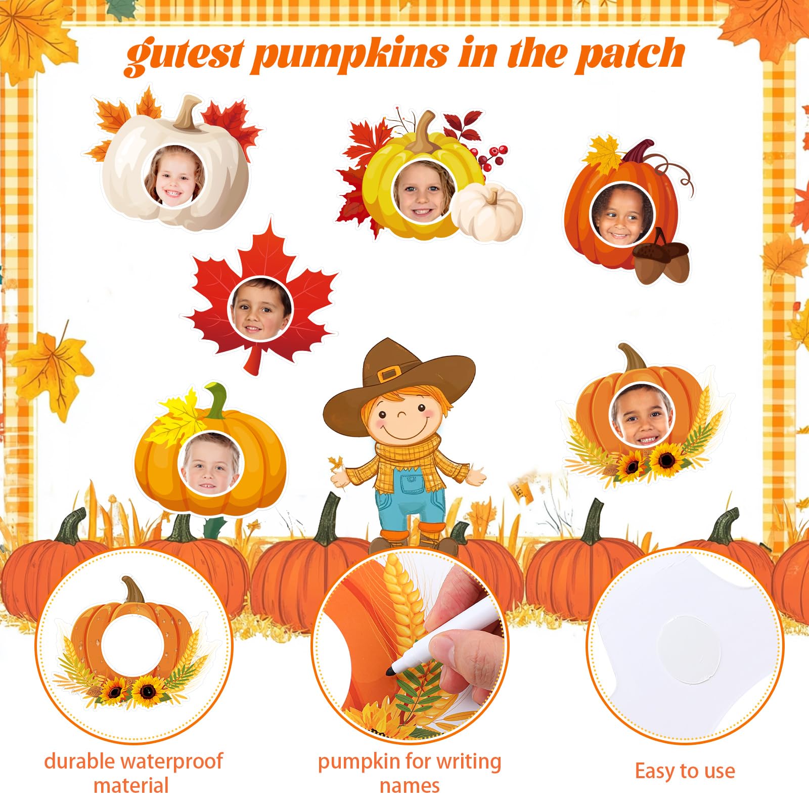 Snapklik.com : Ctosree 48 Pcs Fall Pumpkin Bulletin Board Photo Cutout ...