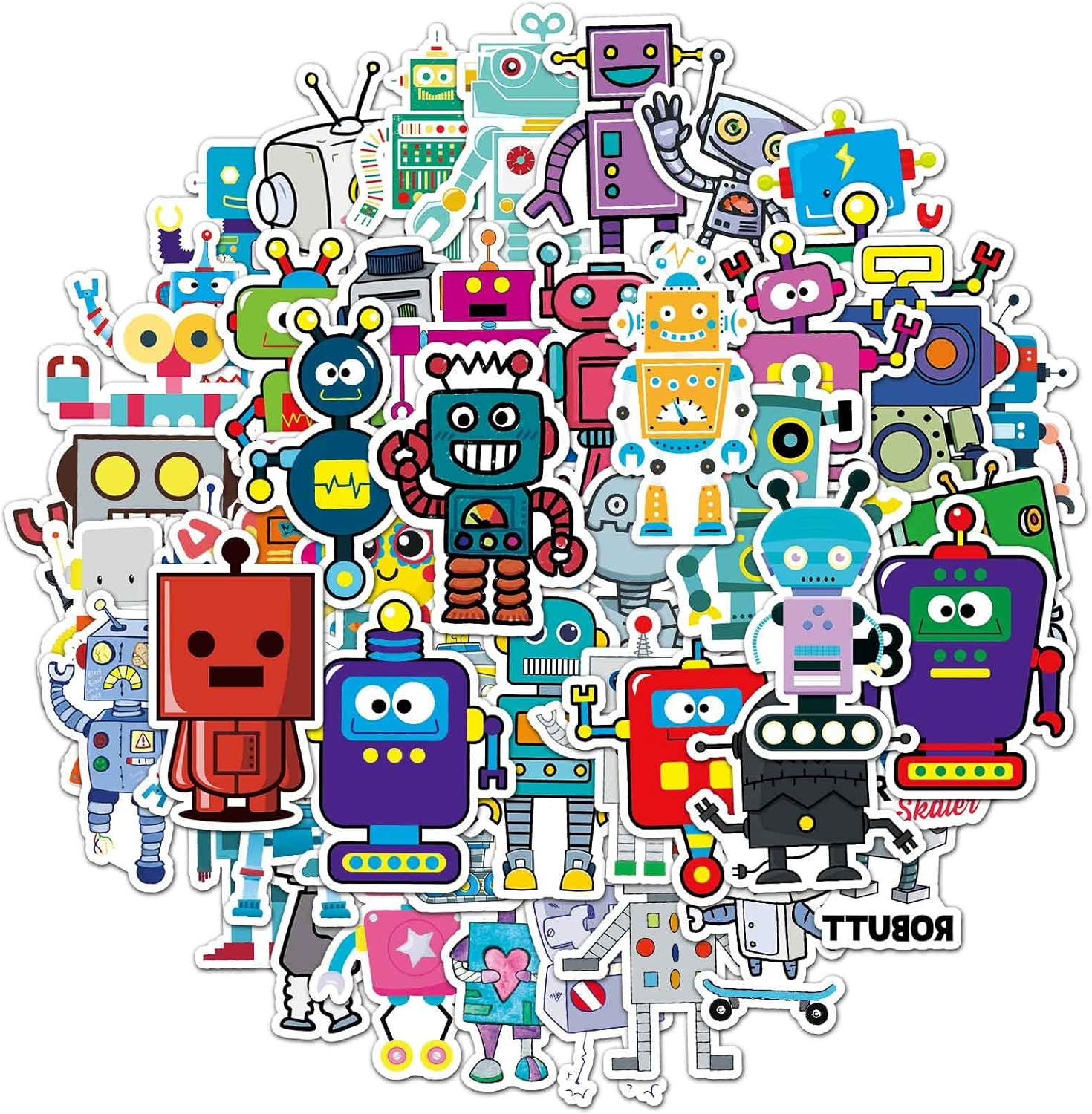 Amazon.com: Cute Robot Stickers for Water Bottle,Waterproof Vinyl 50pcs ...
