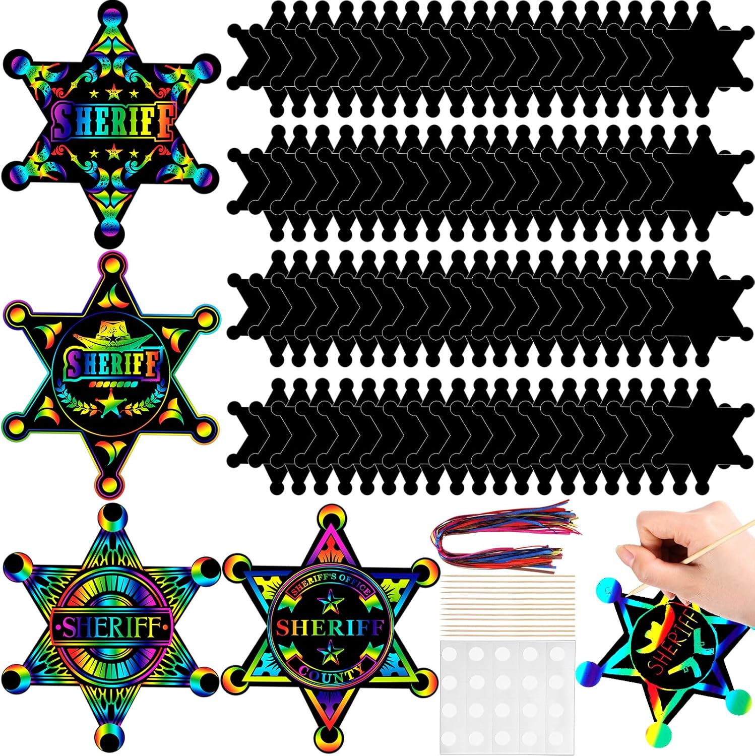 Amazon.com: Hungdao 80 Pcs Western Sheriff Badge Craft Cowboy Party ...