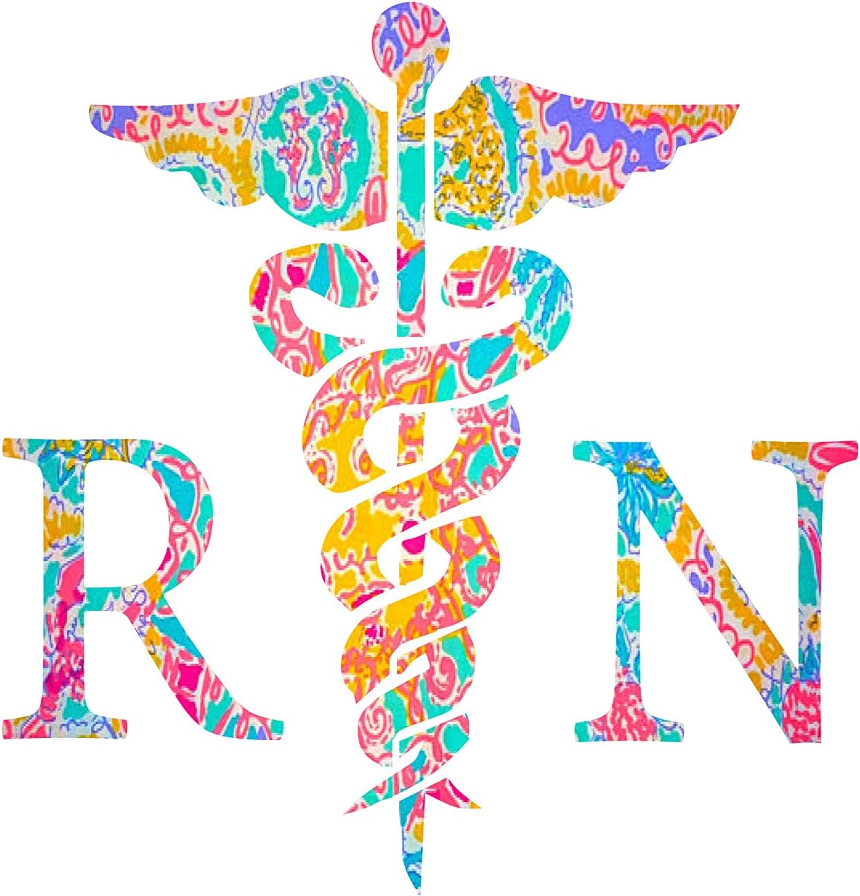 Amazon.com - Simple Colored Registered Nurse RN Caduceus Symbol Icon ...