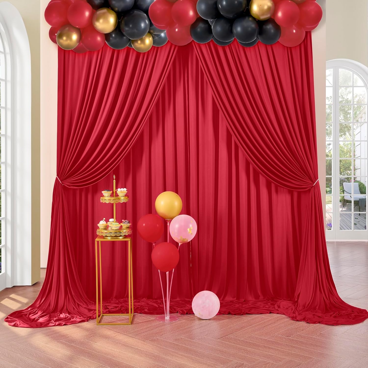 Amazon.com : 10ftx8ft Red Wrinkle-Free Backdrop Drapes, Not See-Through ...