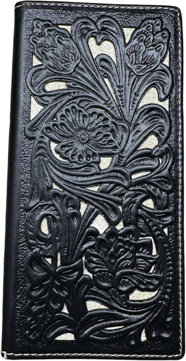 Amazon.com: Western Stakes Leather Long Wallet Classic Floral Cutout ...