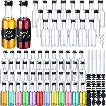 Amazon.com: Primebaker Mini Liquor Bottles, Clear Bottle, Plastic ...
