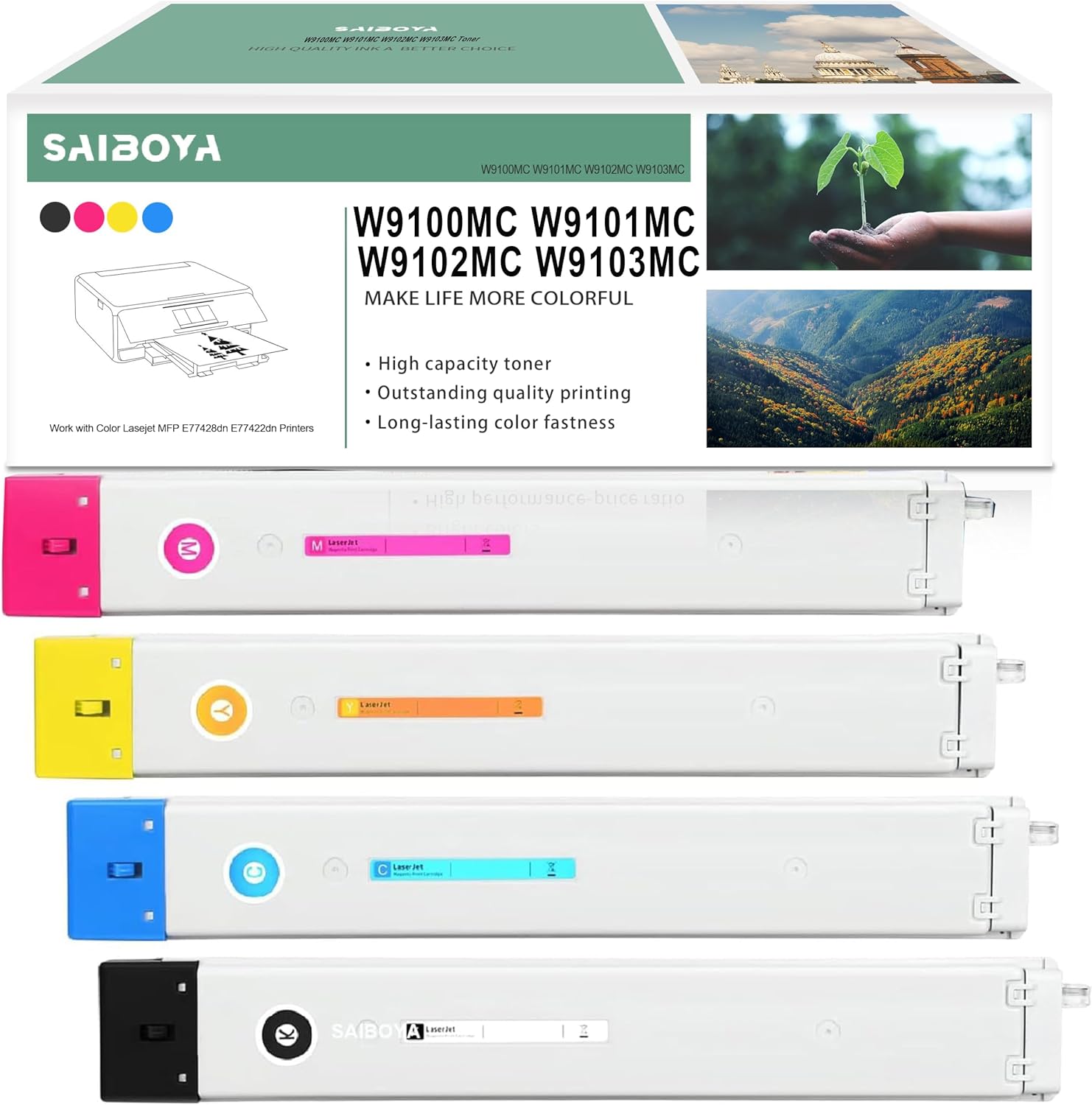 Amazon.com: SAIBOYA W9100MC W9101MC W9102MC W9103MC Toner Cartridge ...