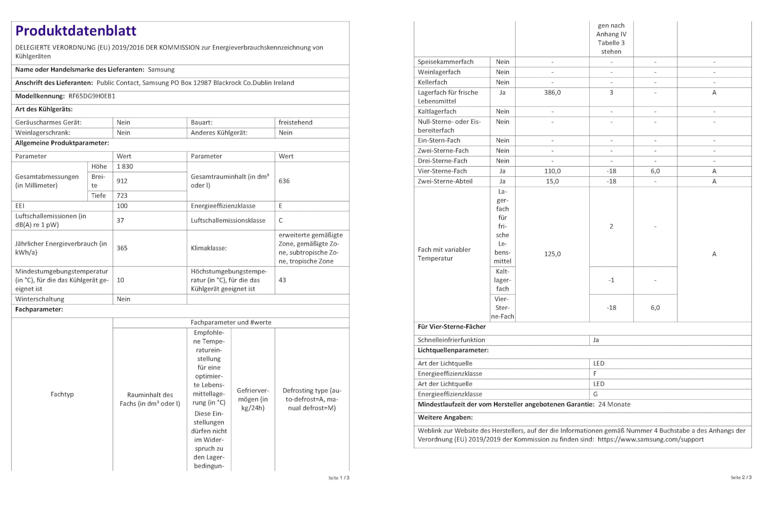 Samsung RF65DG960EB1EF French-Door-Kühlschrank mit Gefrierfach, 183 cm ...