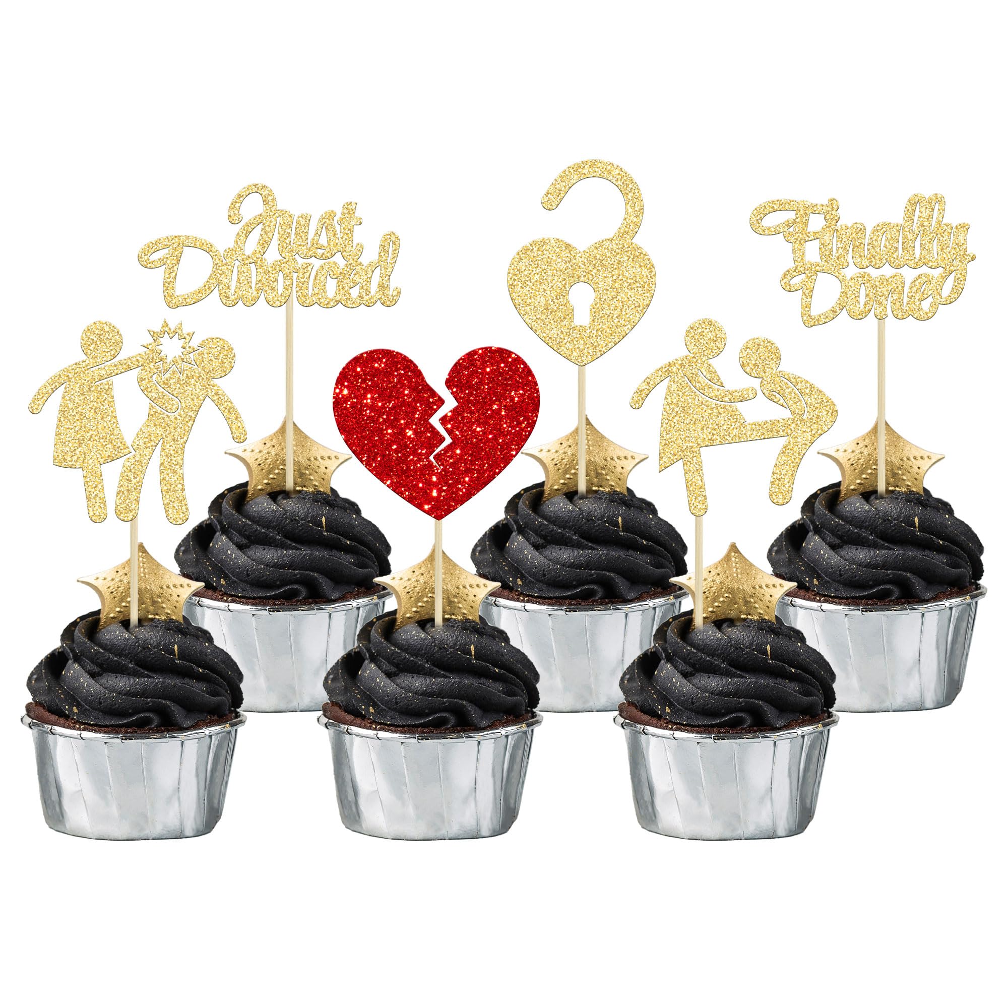 Gyufise 24Pcs Divorce Cupcake Toppers Glitter Finally Done Just ...