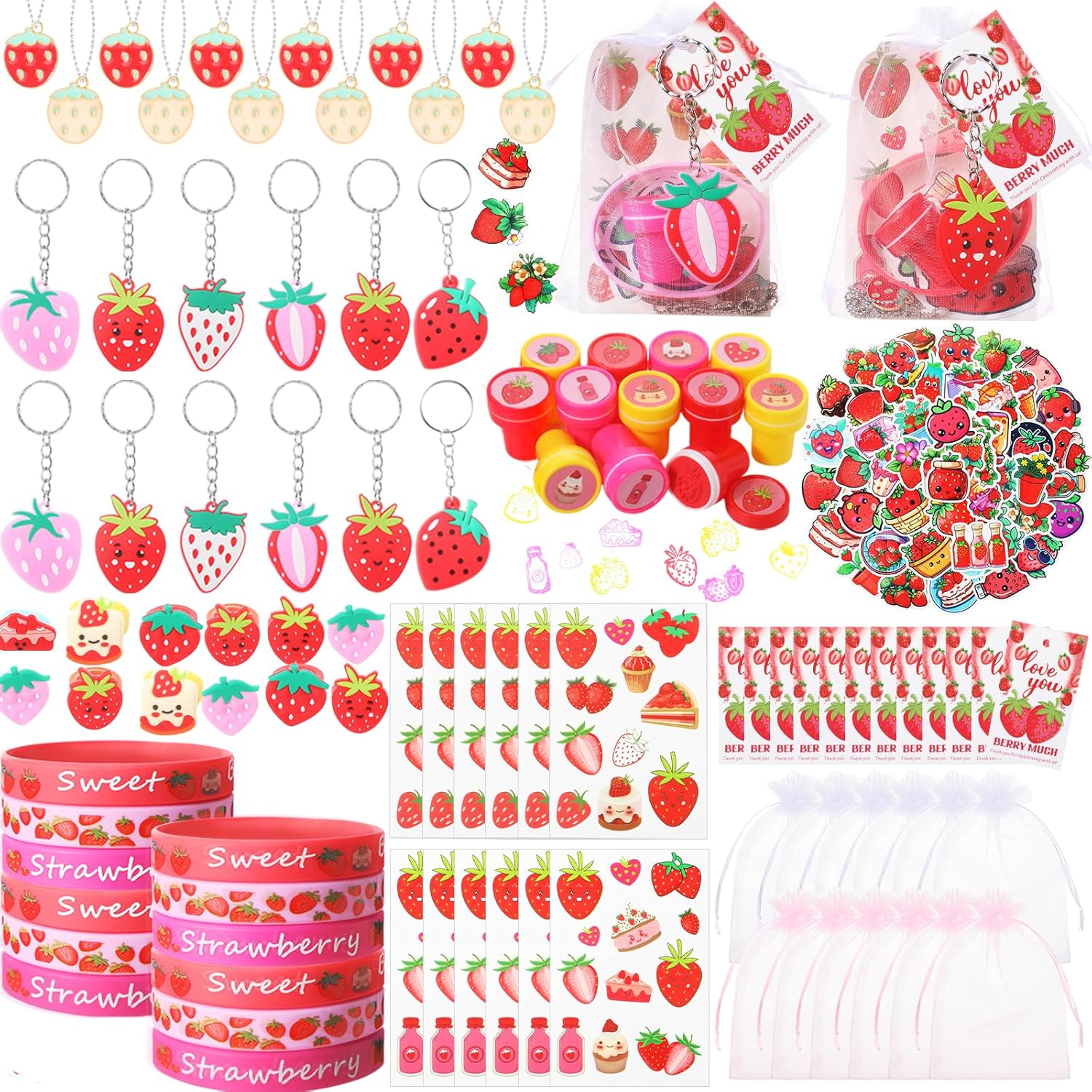 Amazon.com: Landical 146 Pcs Lovely Strawberry Party Favors Includes ...