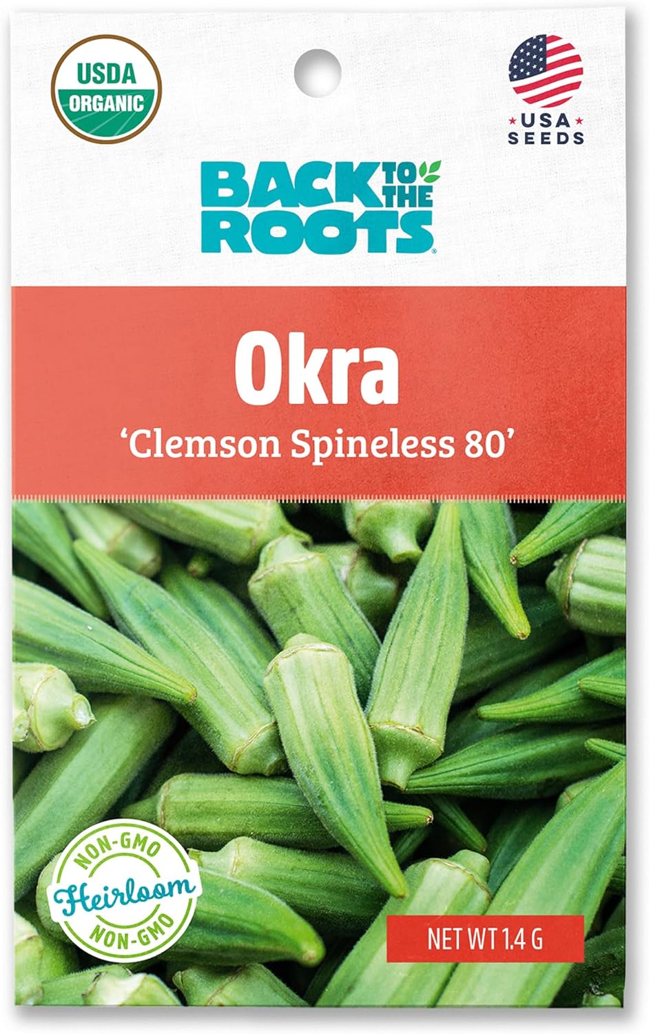Amazon.com : Back to The Roots 100% Organic Seed Packet - Okra 'Clemson ...