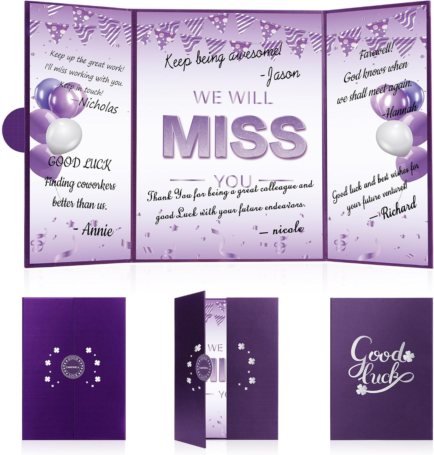 Amazon.com: Farewell Party Decorations Purple We Will Miss You Card ...
