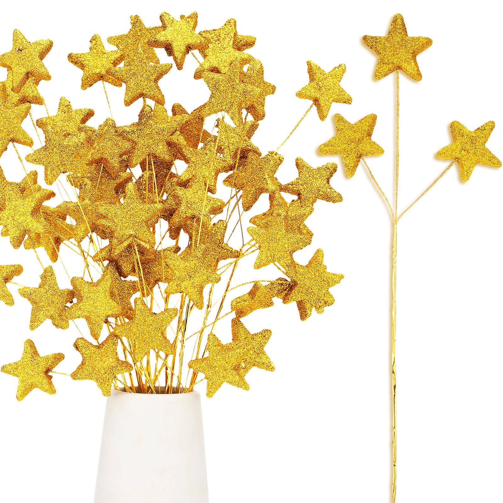 Amazon.com: Wavwavw 24 Pcs Glitter Star Picks 14.5 Inch Sparkly Star ...