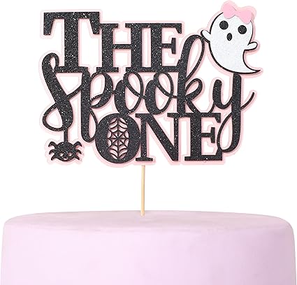 Amazon.com: Black Glitter The Spooky One Cake Topper - The Spooky One ...