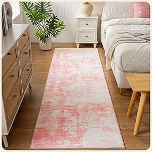 Amazon.com: Istana Hallway Runner Rug 2.5x8 - Pink Kitchen Rugs Non ...