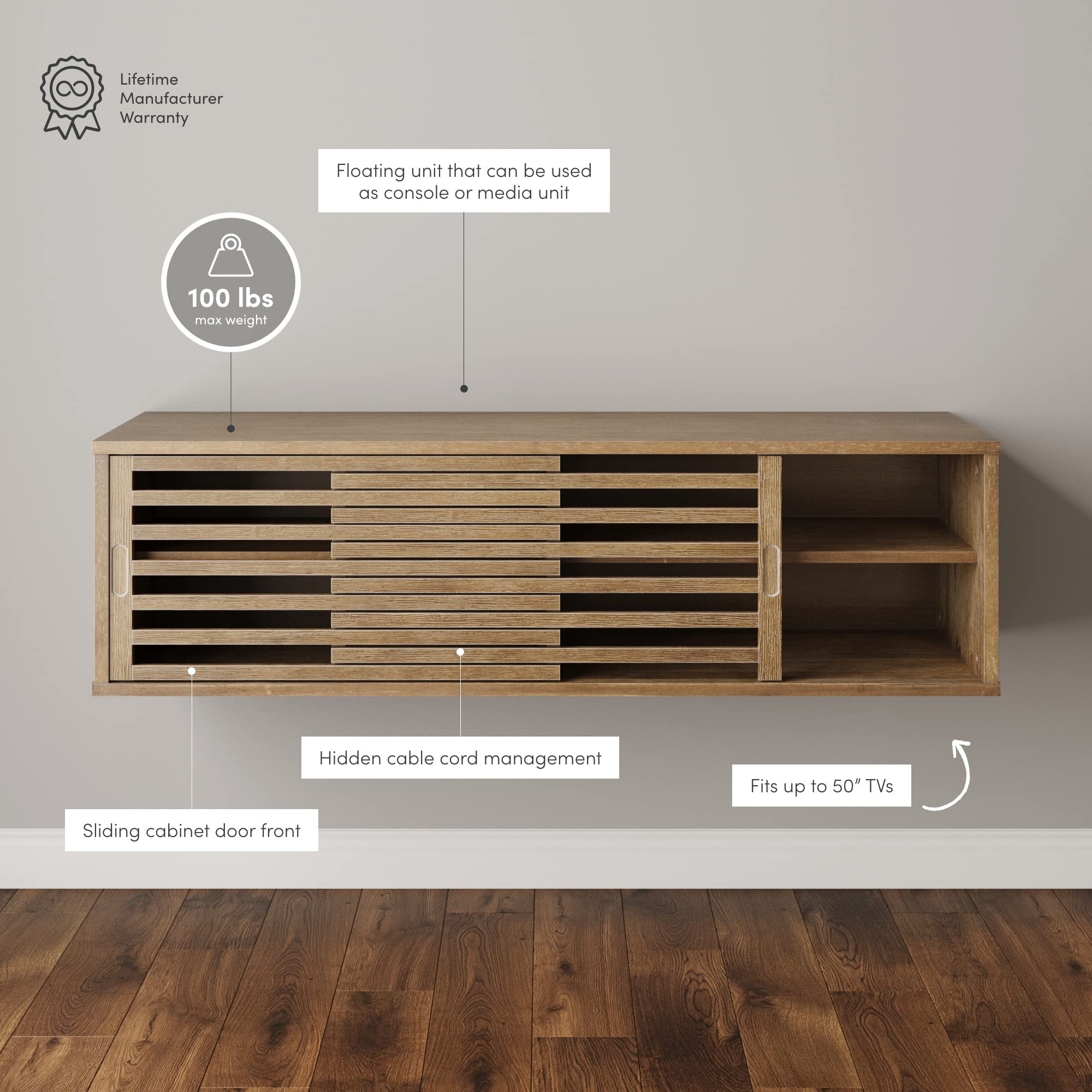 Snapklik.com : Nathan James Monroe Floating Wall Mounted Media ...