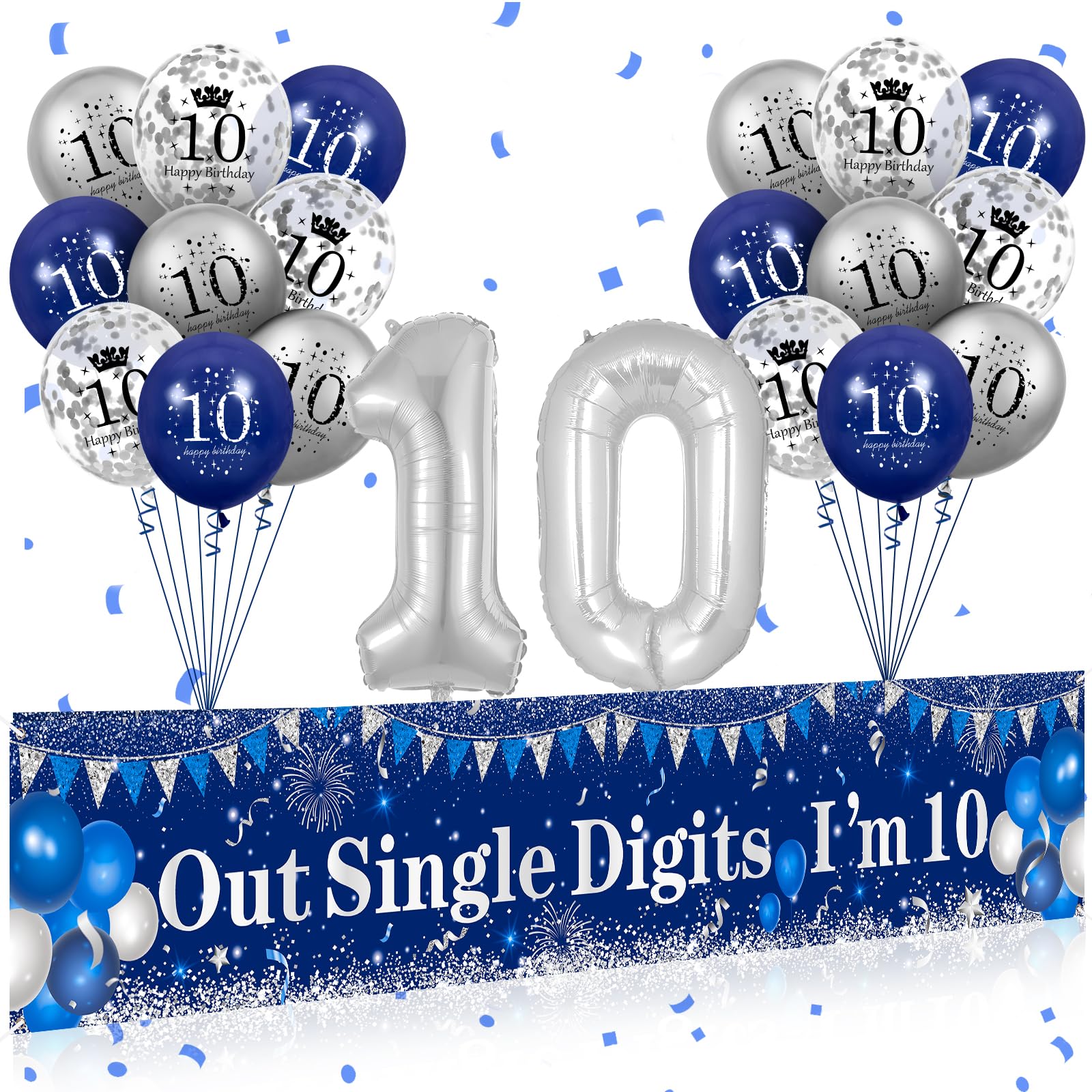 Amazon.com: Blue 10th Birthday Decorations for Boys Girls, Peace Out ...
