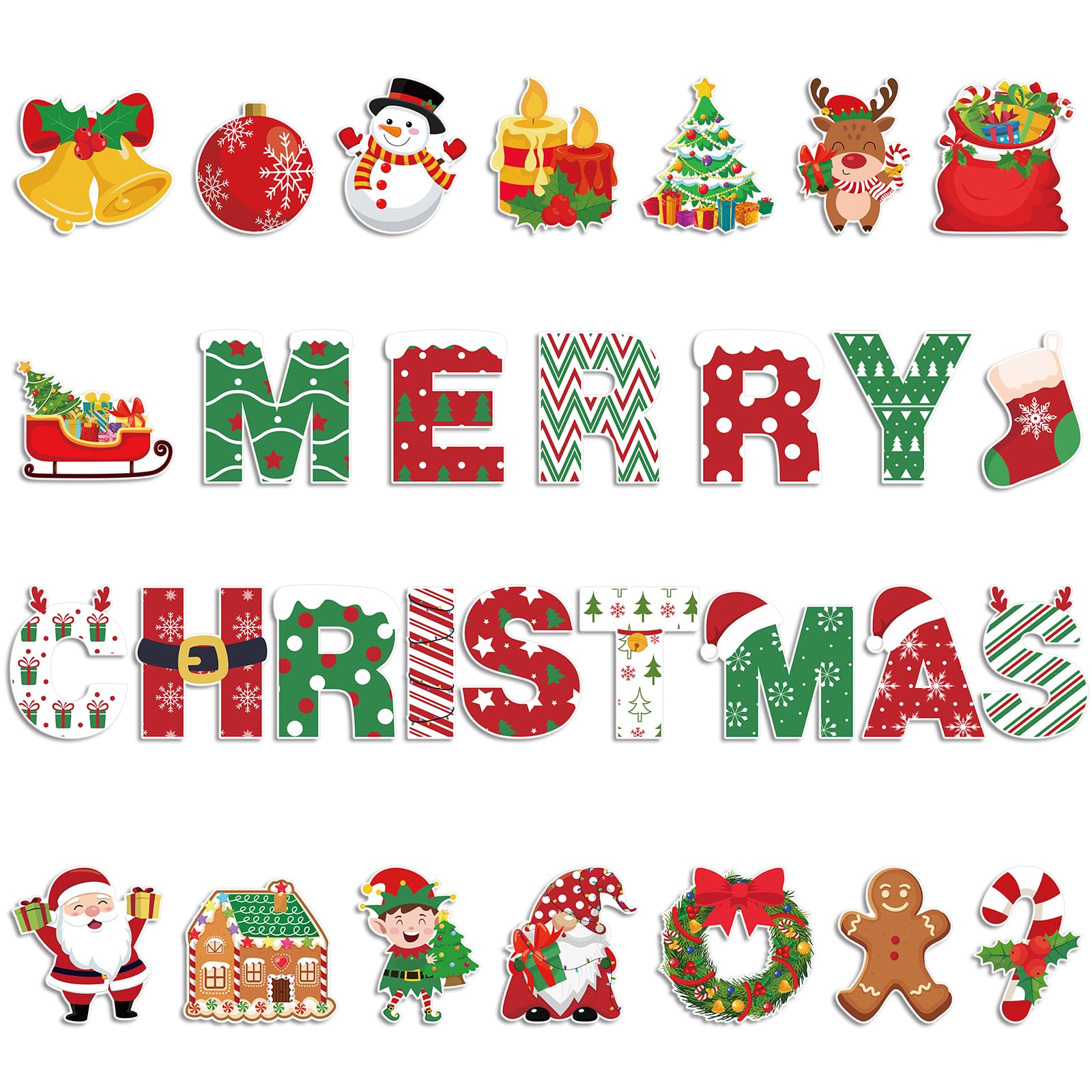 Amazon.com: Hooqict Christmas Cutouts Decoration 59Pcs Merry Christmas ...