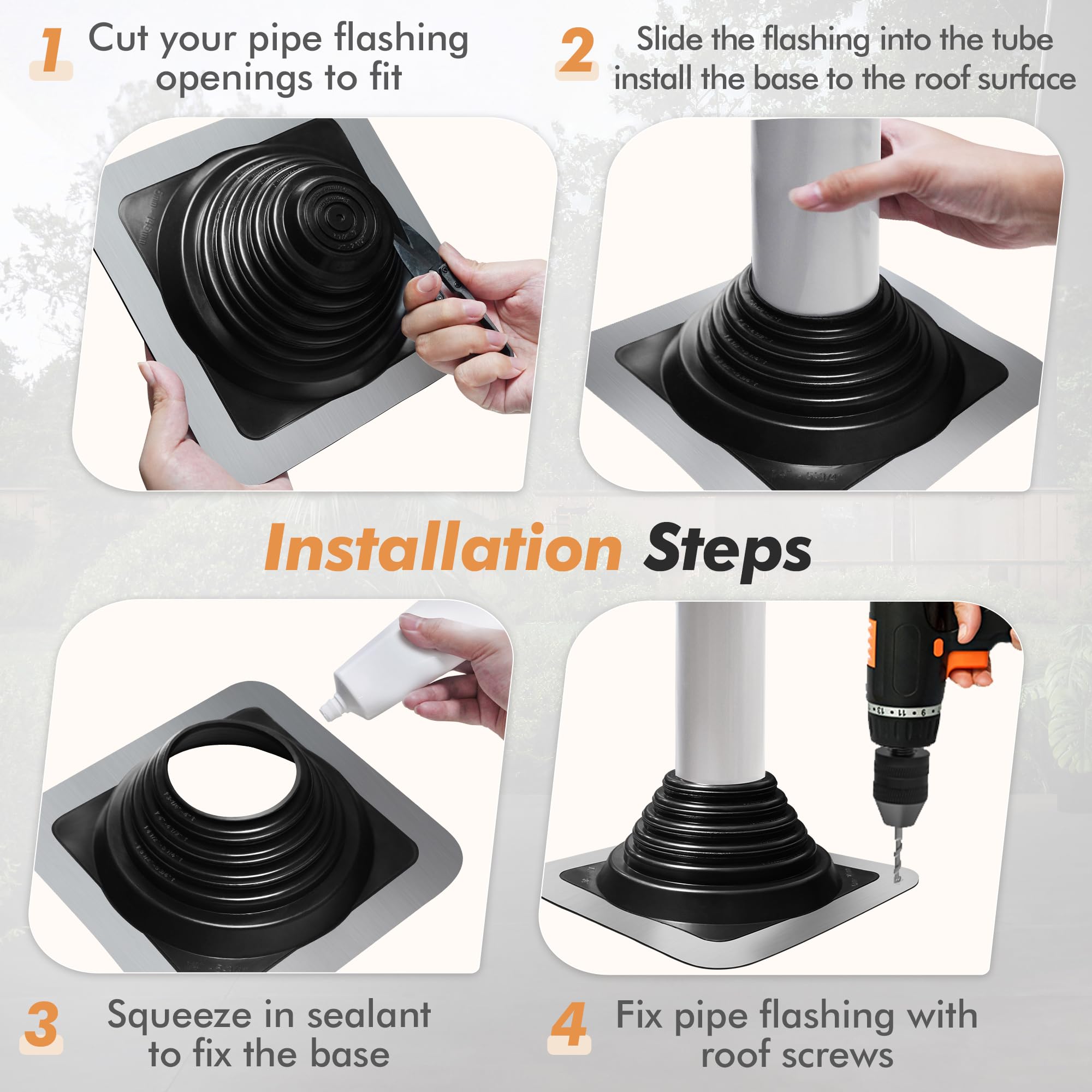 Snapklik.com : #3 Metal Roof Vents Flashing, Roofing Boots Kit For ...