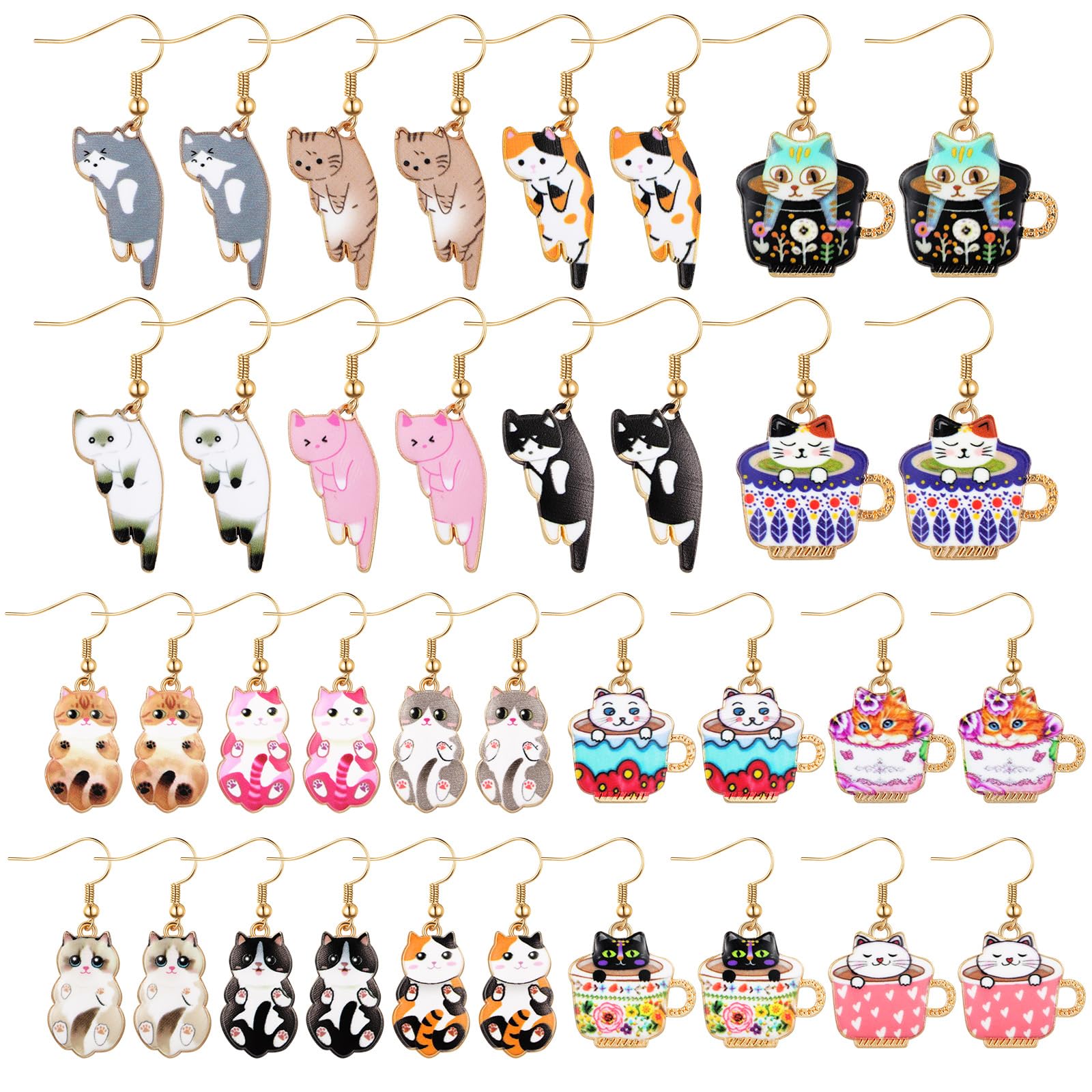 Amazon.com: Tondiamo 18 Pairs Cute Anime Cat Dangle Earrings Set Kawaii ...