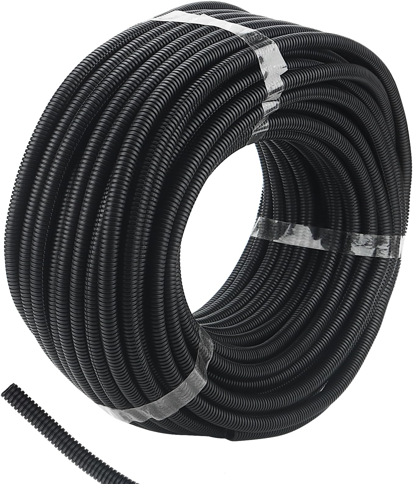 MAHIONG 50M Black Corrugated Conduit, Flexible Cable Wire Protective ...