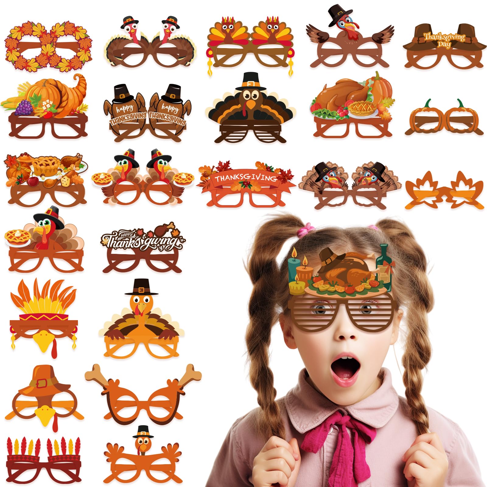 Amazon.com: AMOR PRESENT 24PCS Thanksgiving Turkey Eyeglasses, Turkey ...
