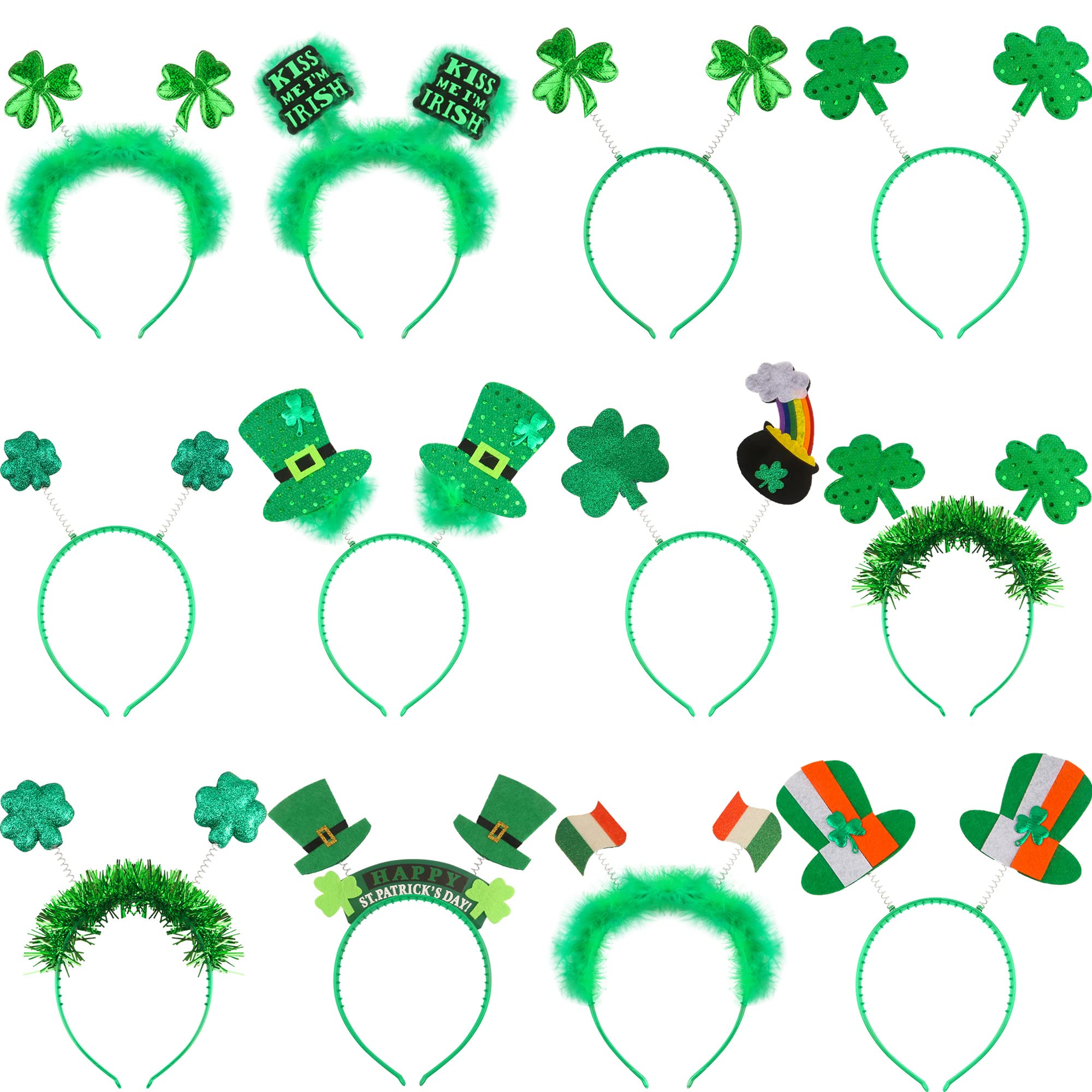 Amazon.com: Haconba 12 Pieces St Patrick's Day Headbands Green Shamrock ...