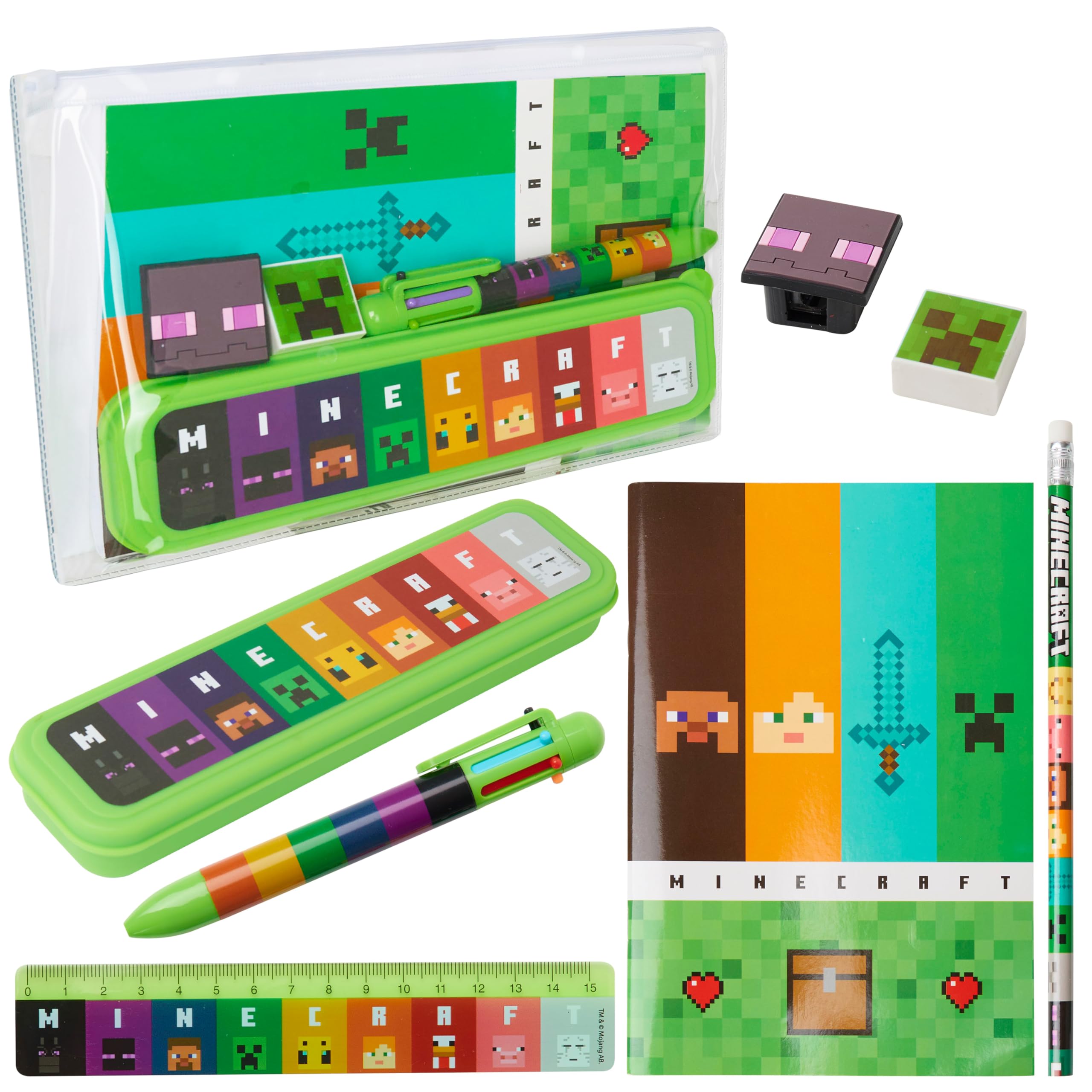Amazon.com: Minecraft Filled Pencil Case and Stationery Set for Kids ...
