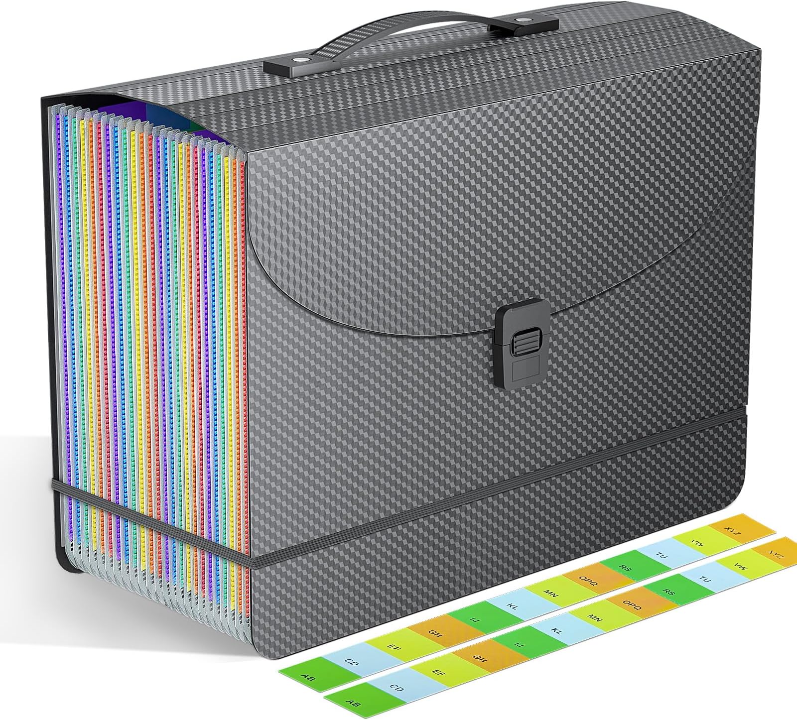 25 Pockets File Organiser Box File Folder Document Organiser with ...