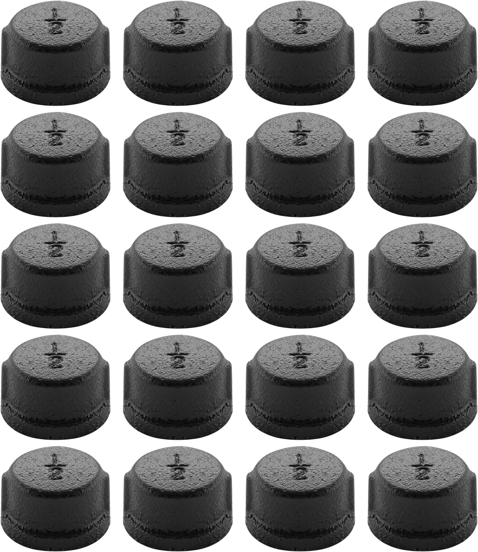 DSDS 30 Pack 1/2" Black Pipe Cap, Rustic Industrial Black Malleable ...