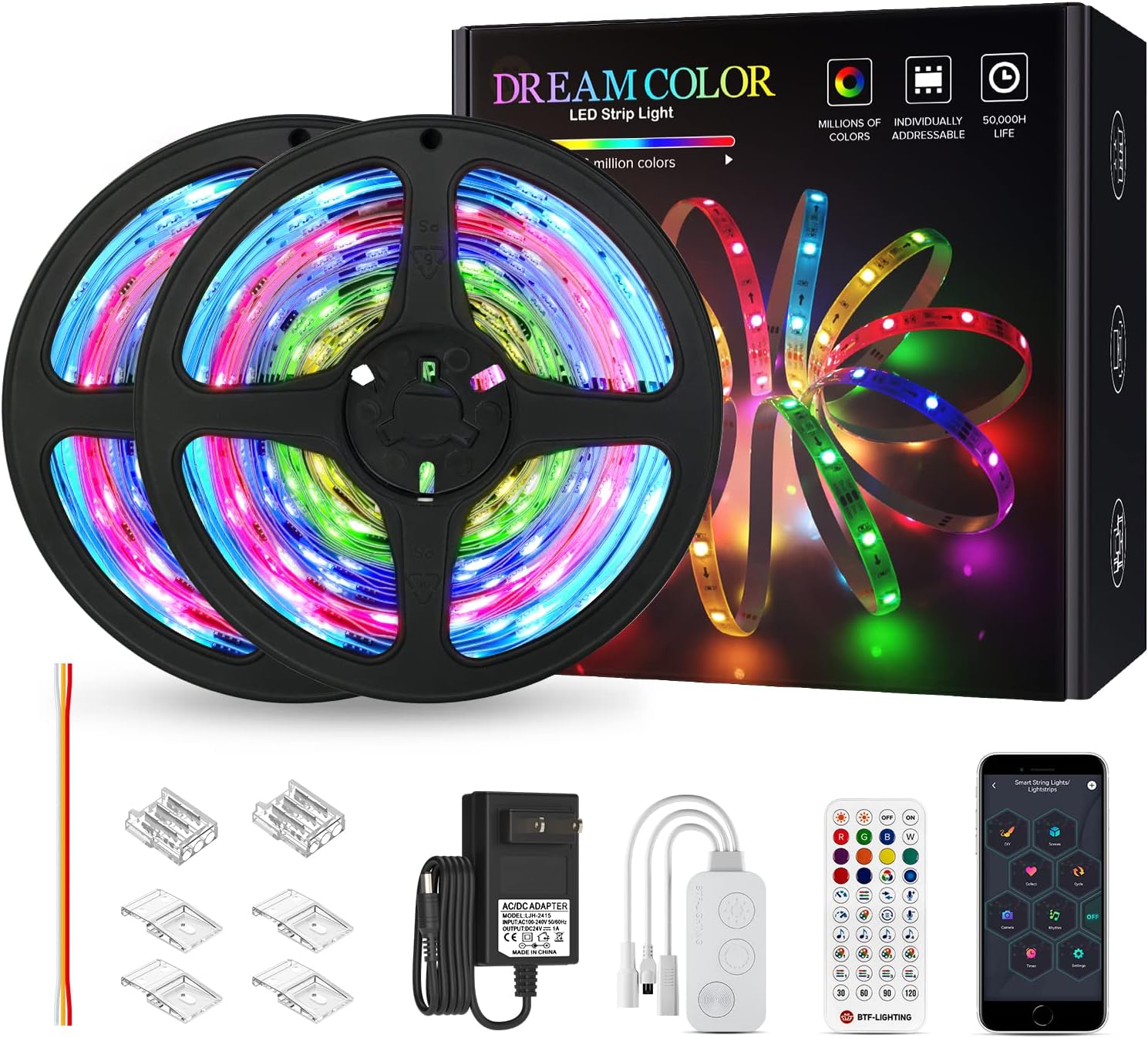 Amazon.com: SEZO RGB IC LED Strip Light Kit WS2811 Addressable 32.8ft ...