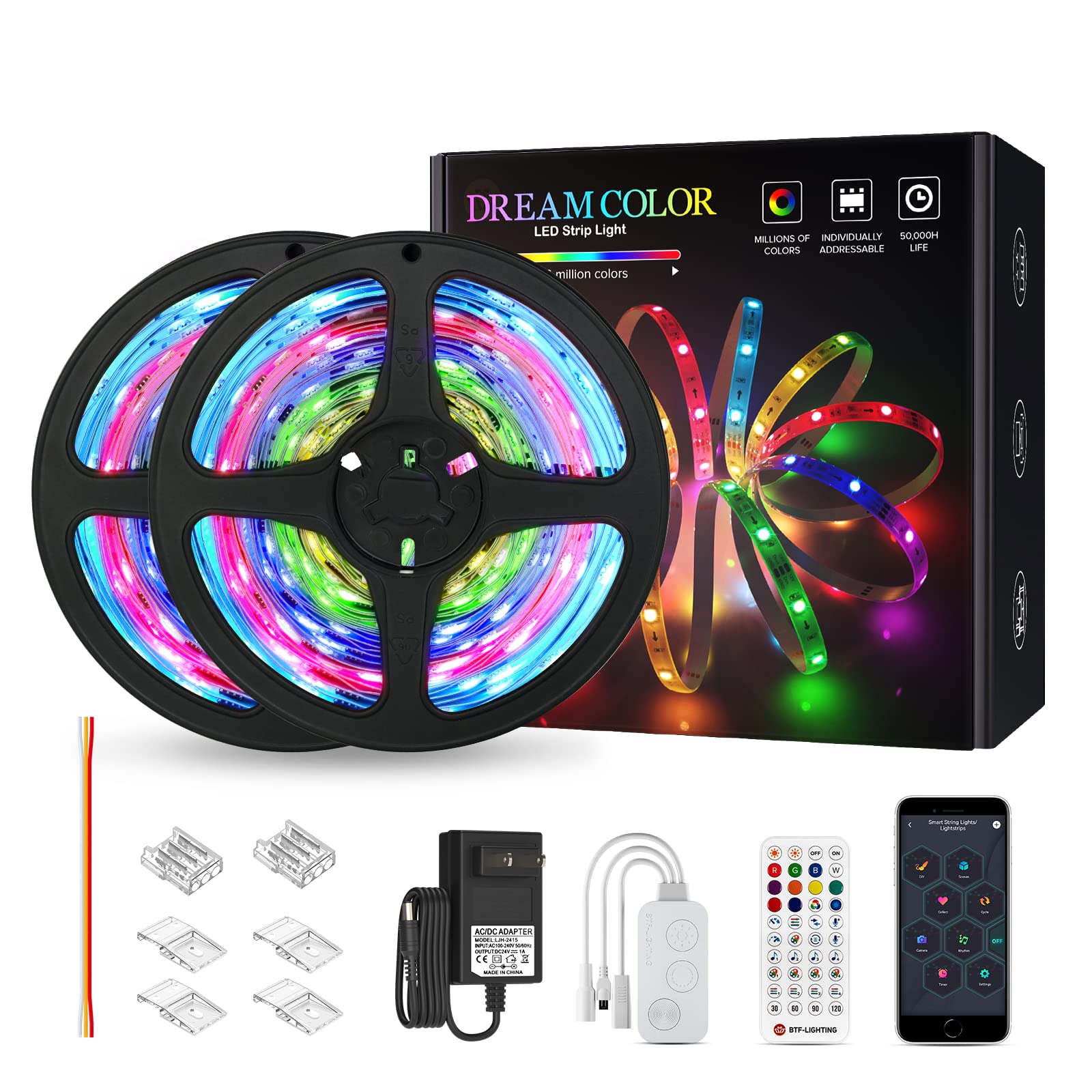 Amazon.com: SEZO RGB IC LED Strip Light Kit WS2811 Addressable 32.8ft ...