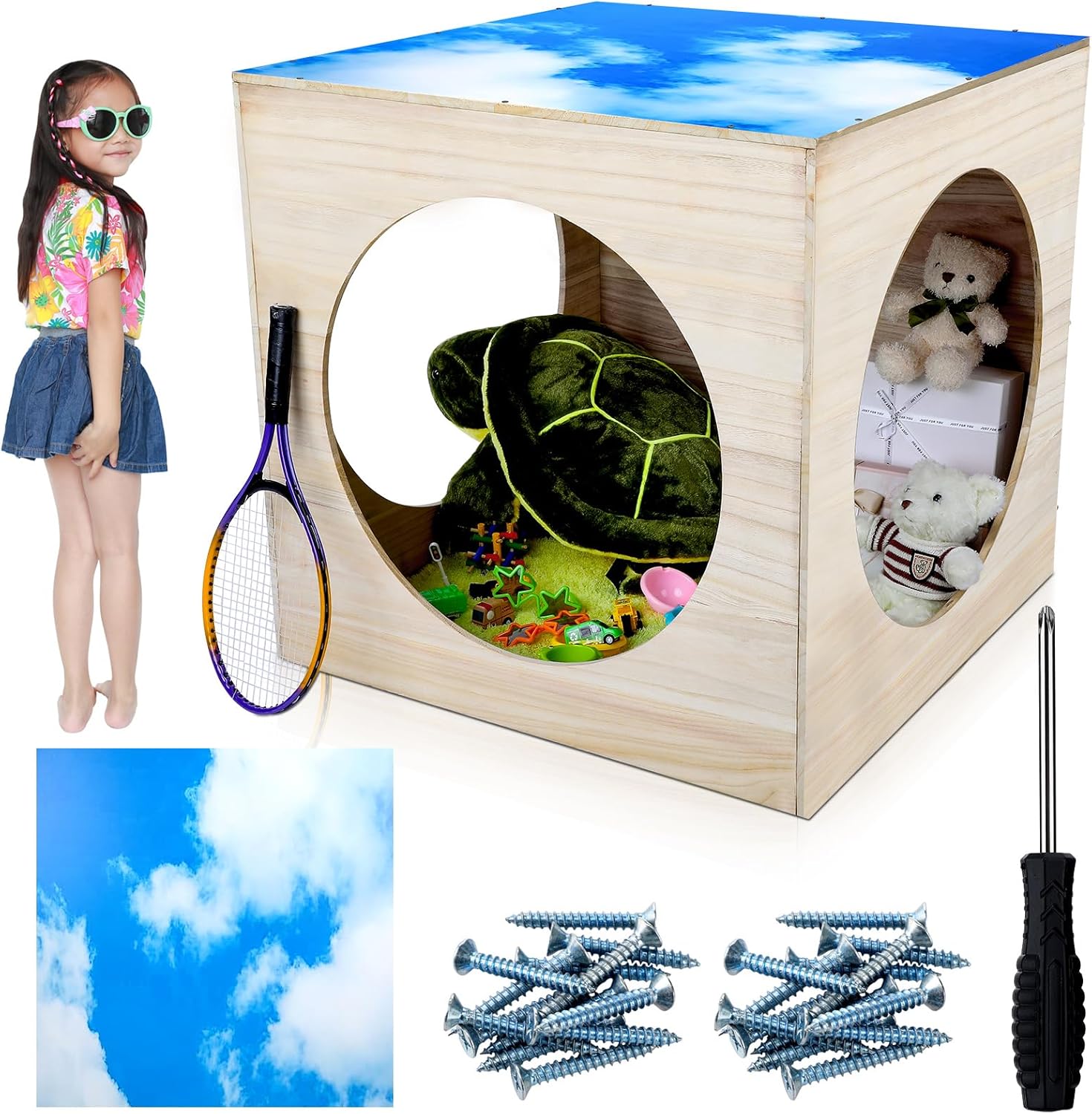 Amazon.com : Libima Cozy Cube 30 x 30 x 30 Inches Wood Reading Cube ...