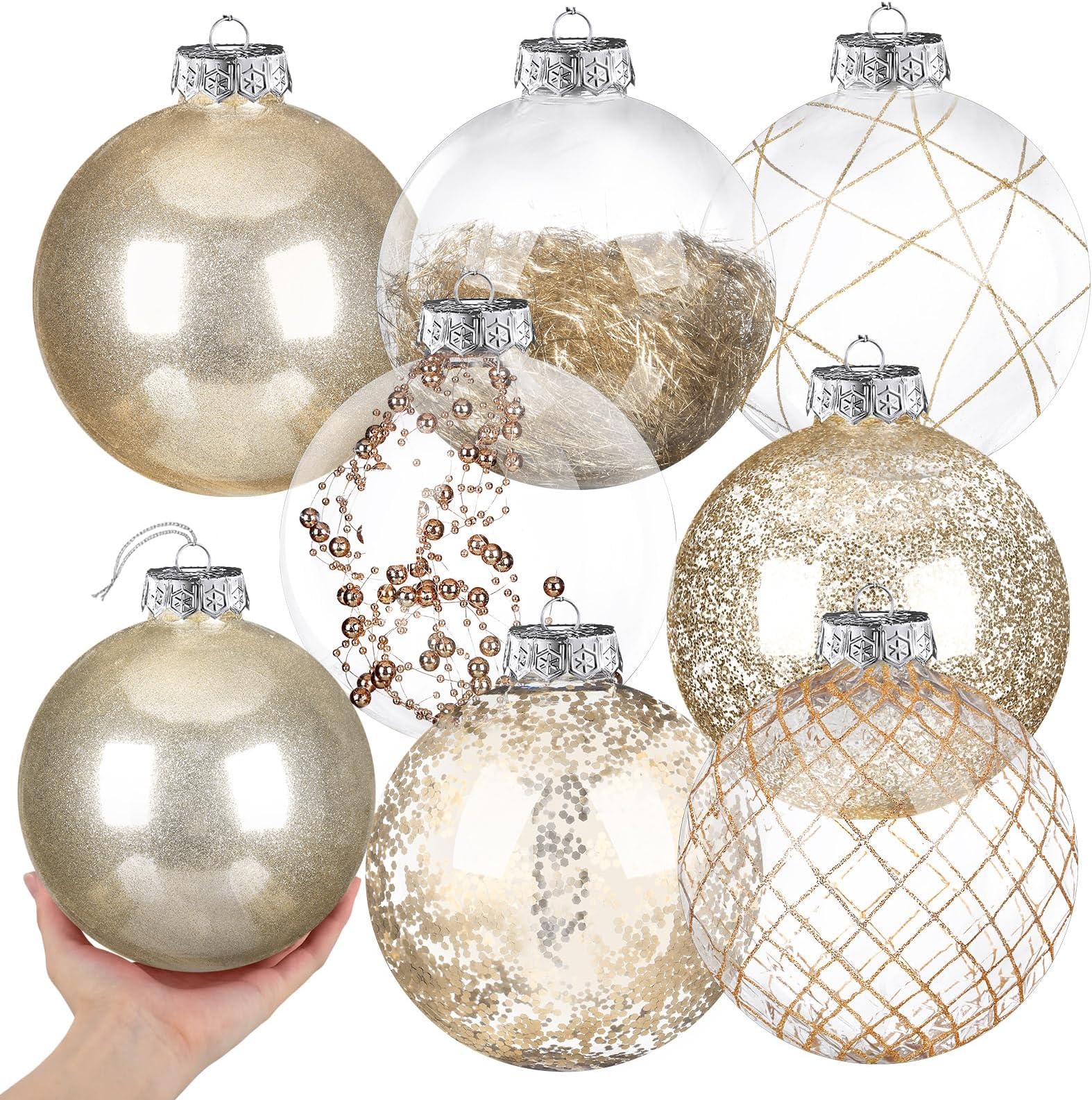 Amazon.com: Hiboom 10'' Jumbo Christmas Ball Ornaments UV and Water ...