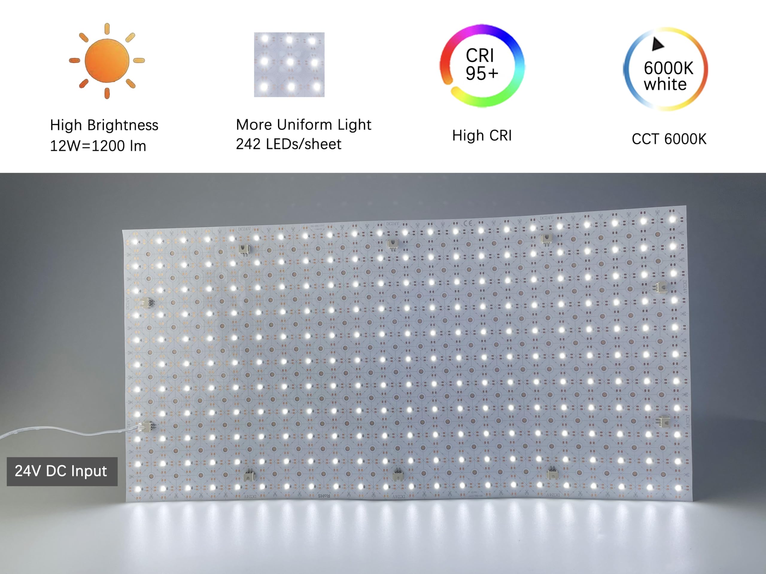 Snapklik.com : 4-Pack LED Backlight Sheet 24V 12W 6000K White, 193X96 ...